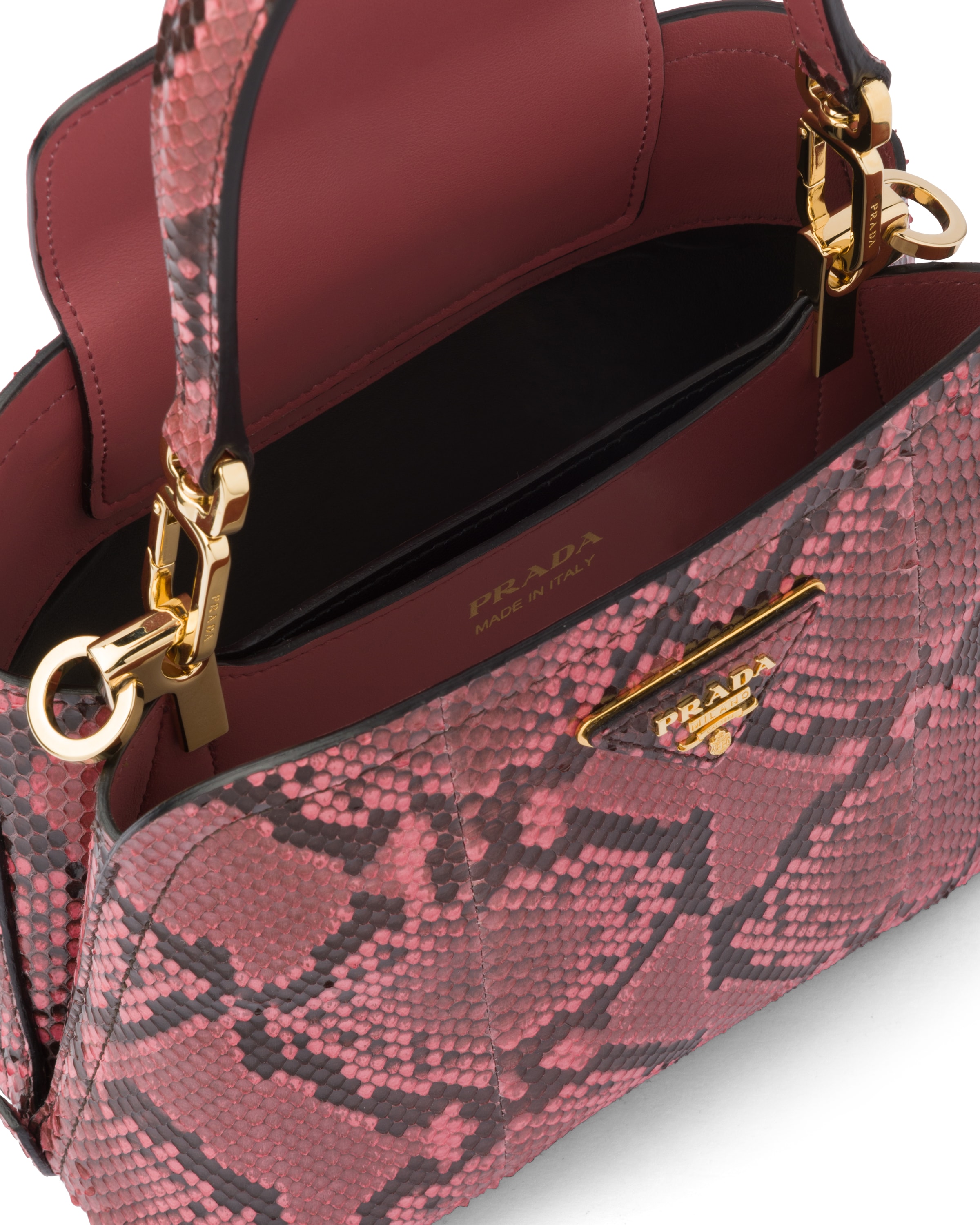 Bolsa Prada Matinée pequena em couro python Rosa Pétala | Prada