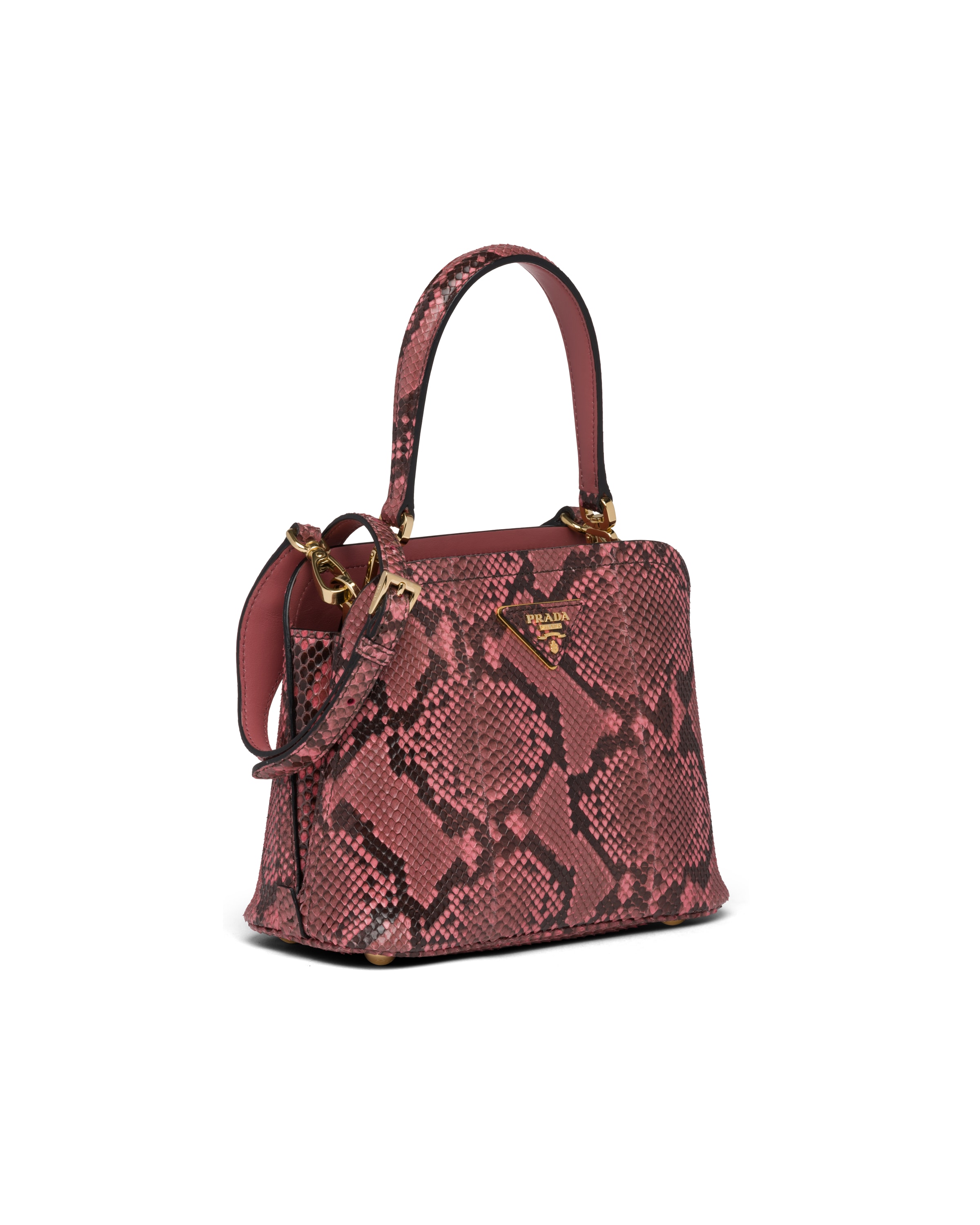 Bolsa Prada Matinée pequena em couro python Rosa Pétala | Prada