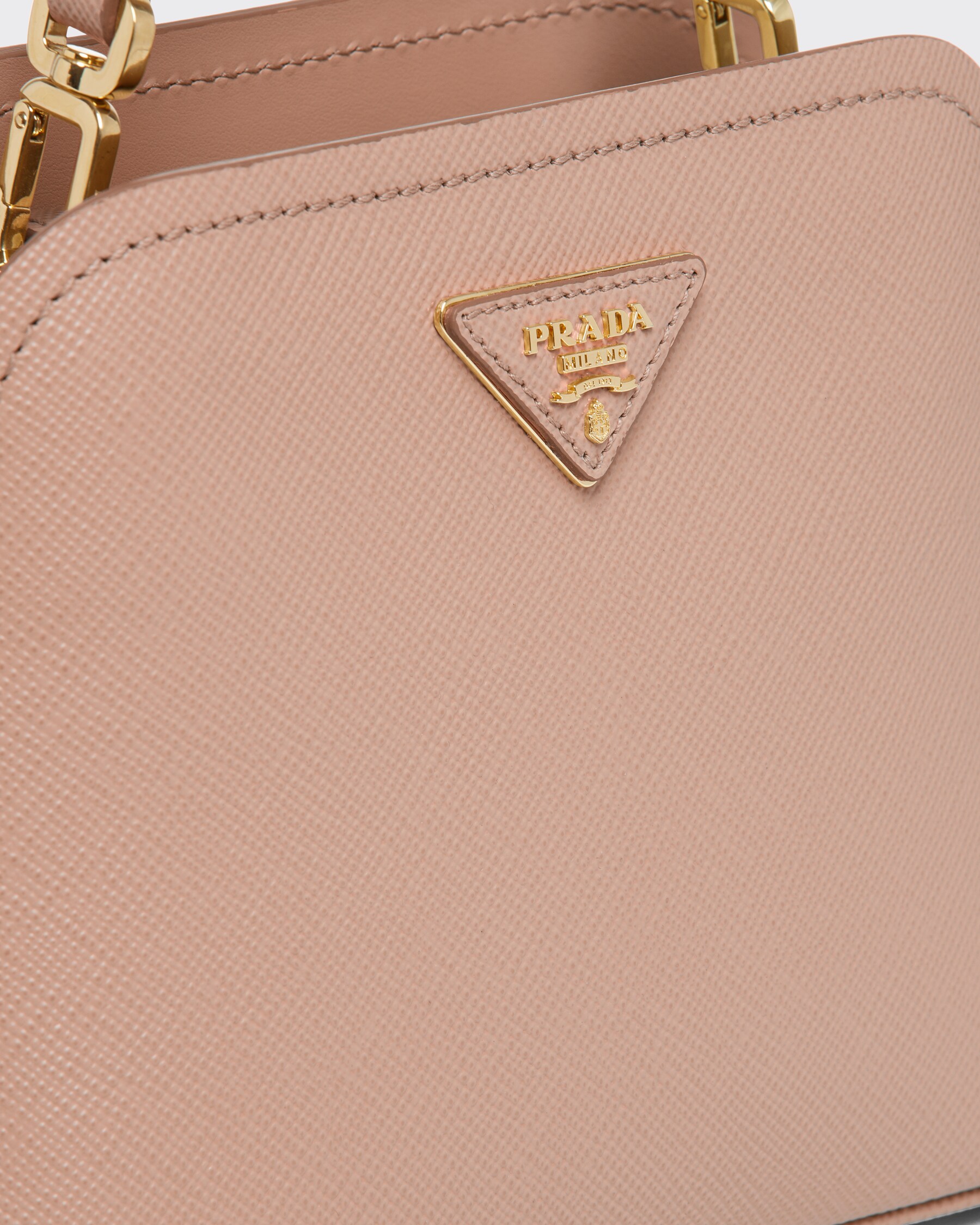 Powder Pink Prada Matinée Small Saffiano Leather Bag | PRADA