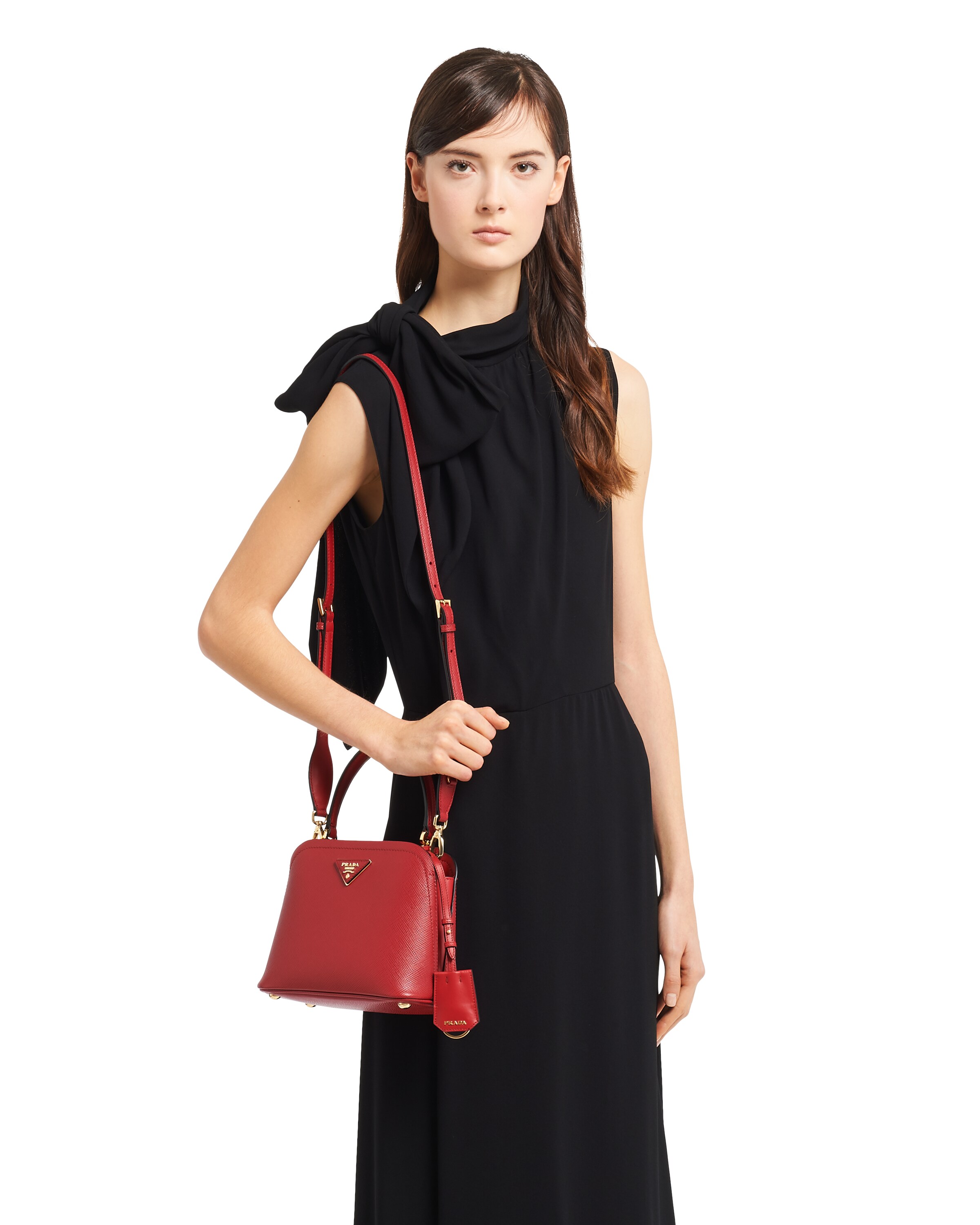 Fiery Red Prada Matinée Micro Saffiano leather bag | Prada