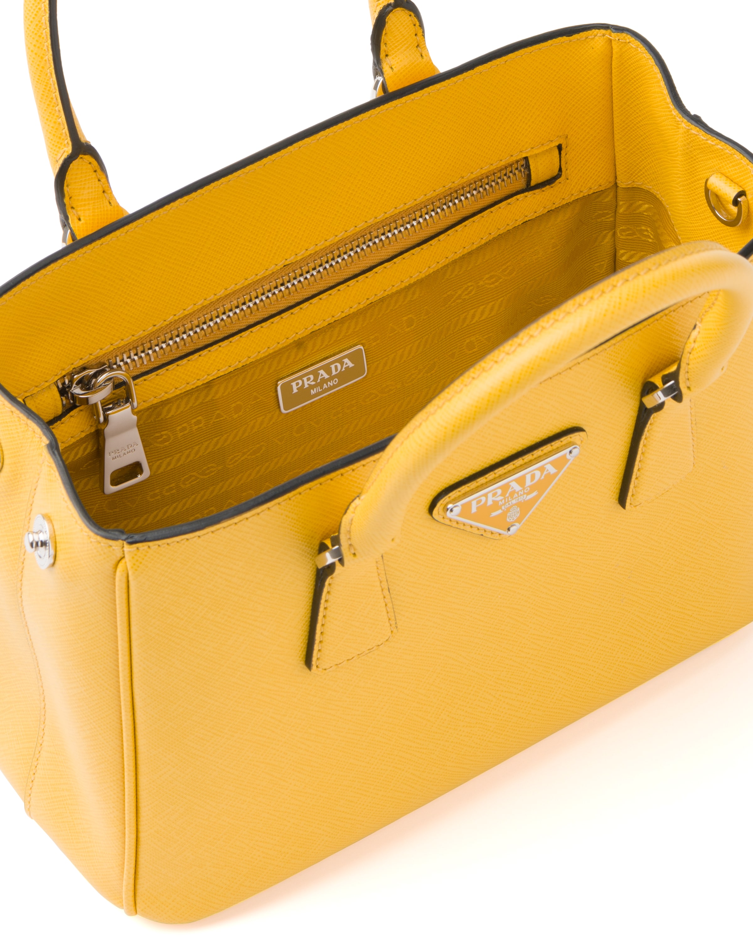 Sonnengelb Prada Galleria Mini Bag aus Saffiano-Leder | Prada