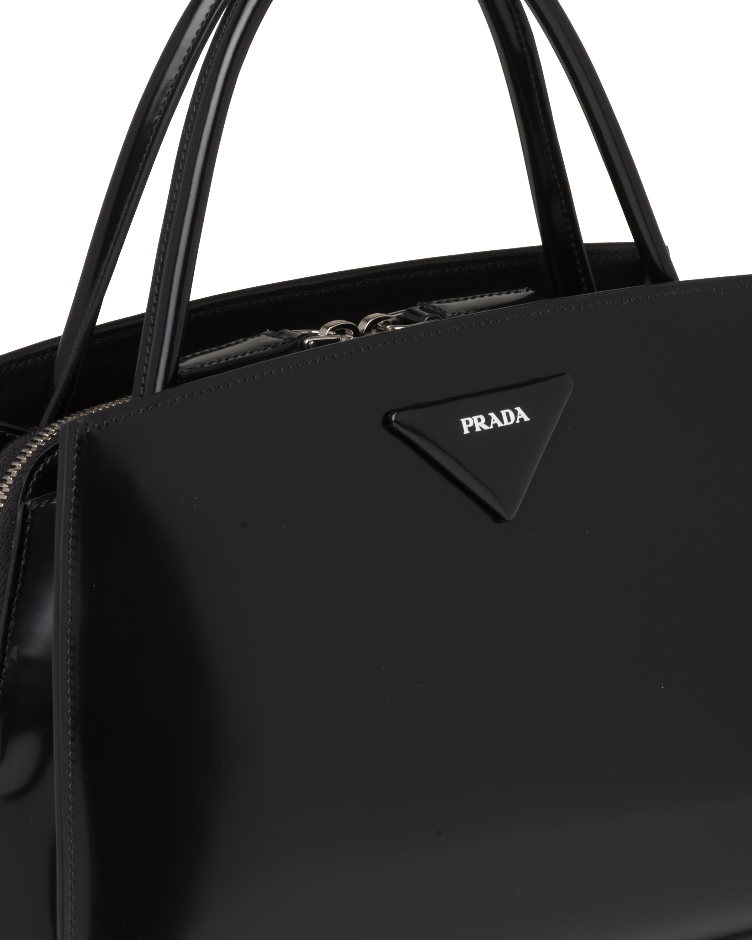 Black Brushed leather handbag | Prada