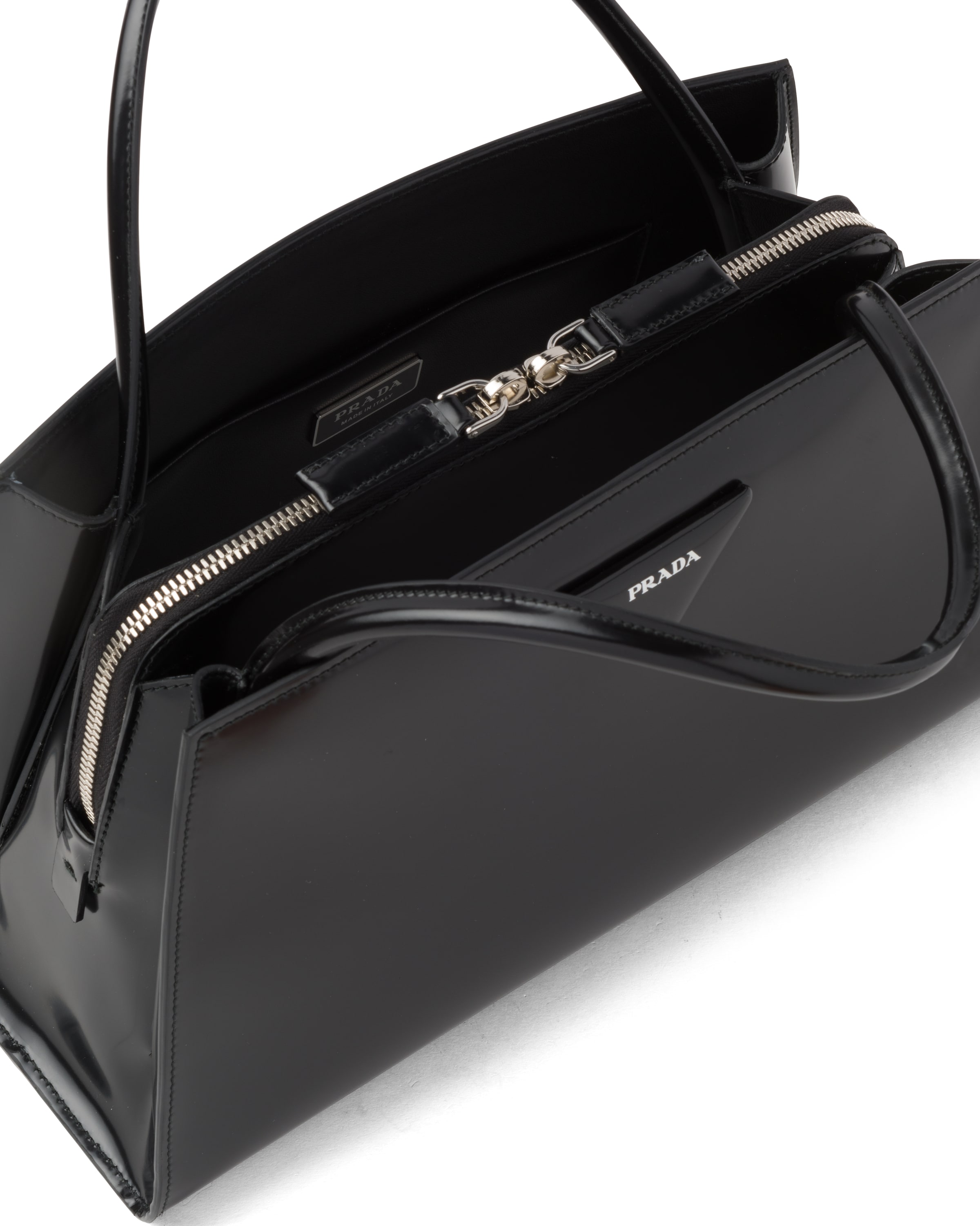 Black Brushed leather handbag | Prada