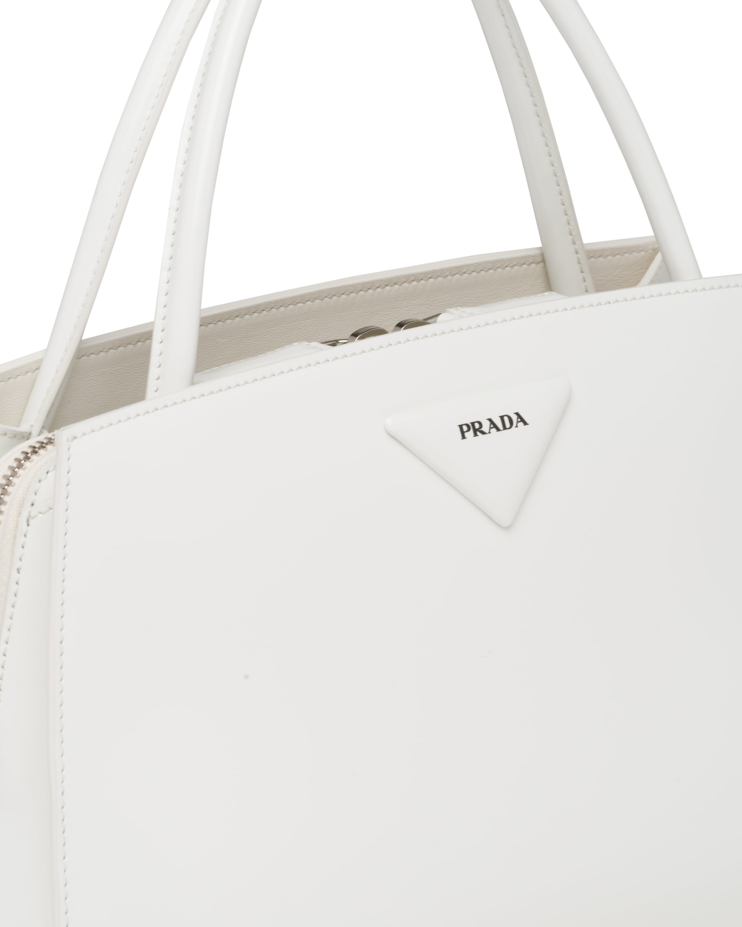 White Brushed leather handbag | Prada