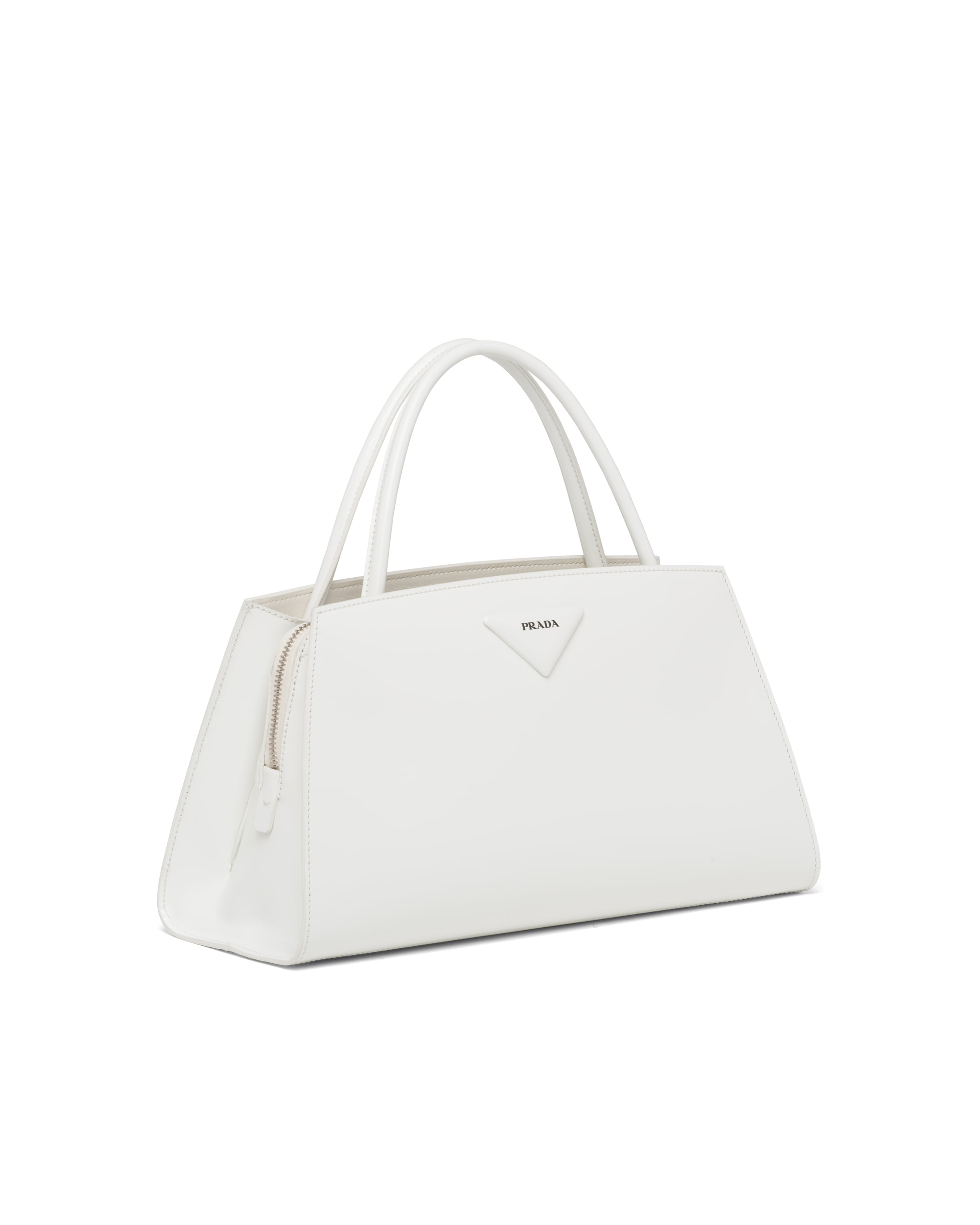 White Brushed leather handbag | Prada