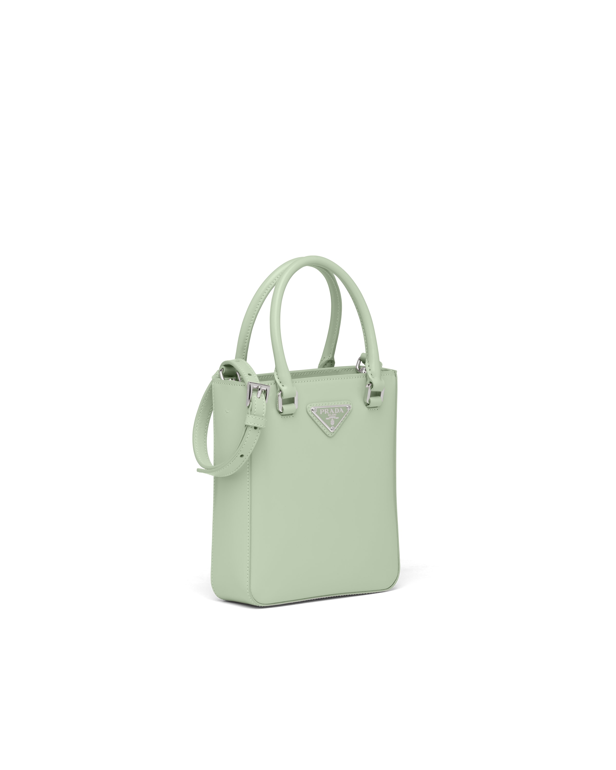 Aqua Small brushed leather tote | Prada