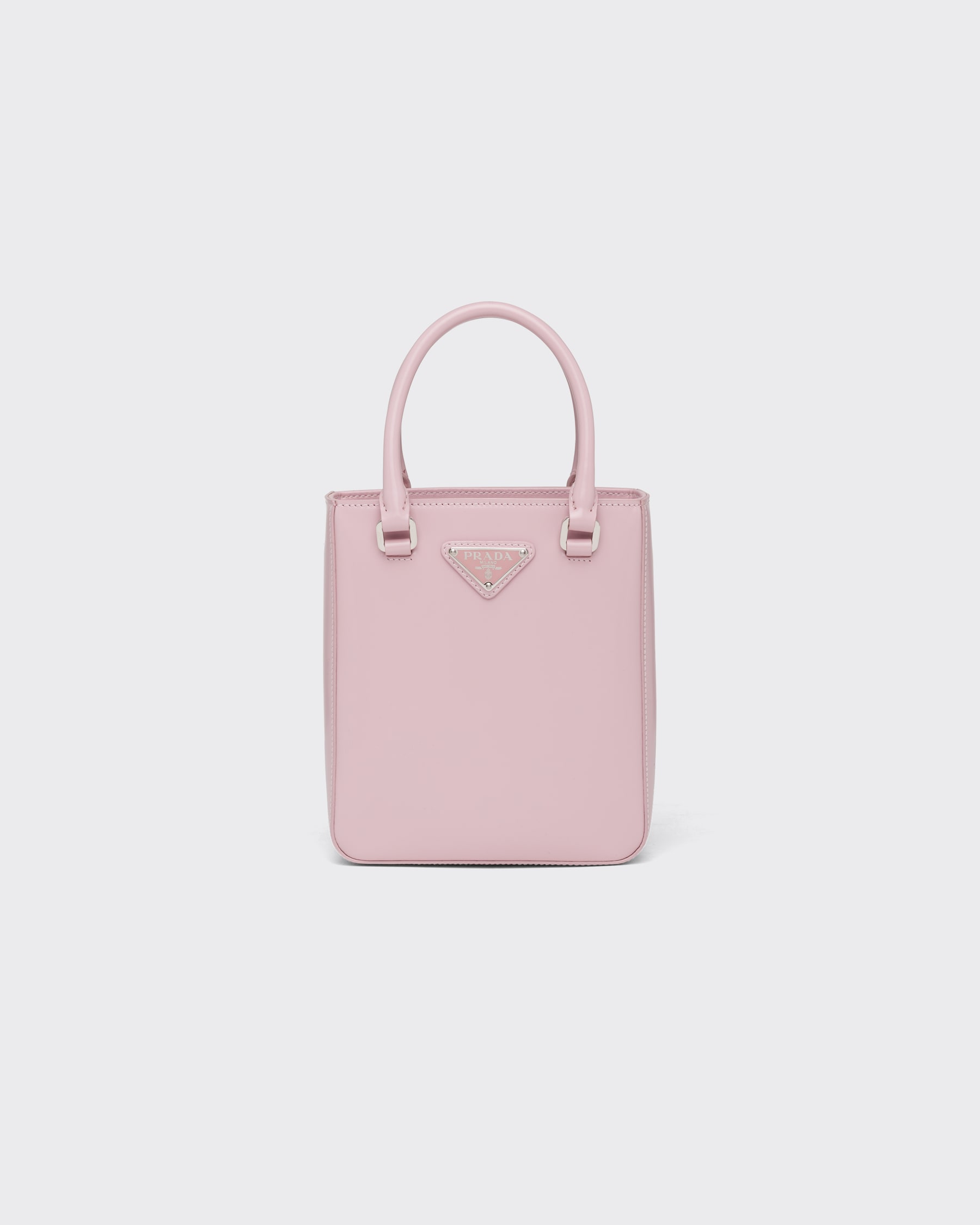 Alabaster Pink Small Brushed Leather Tote | PRADA