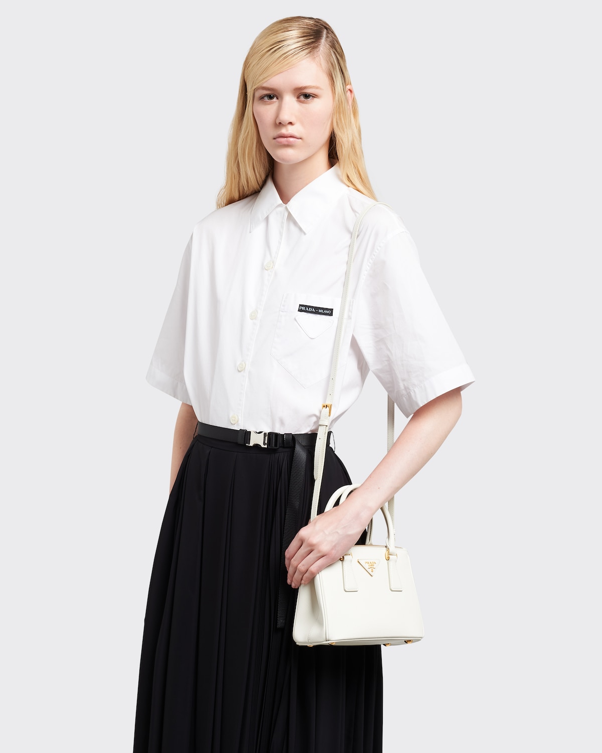 White Prada Galleria Saffiano Leather Mini Bag | PRADA