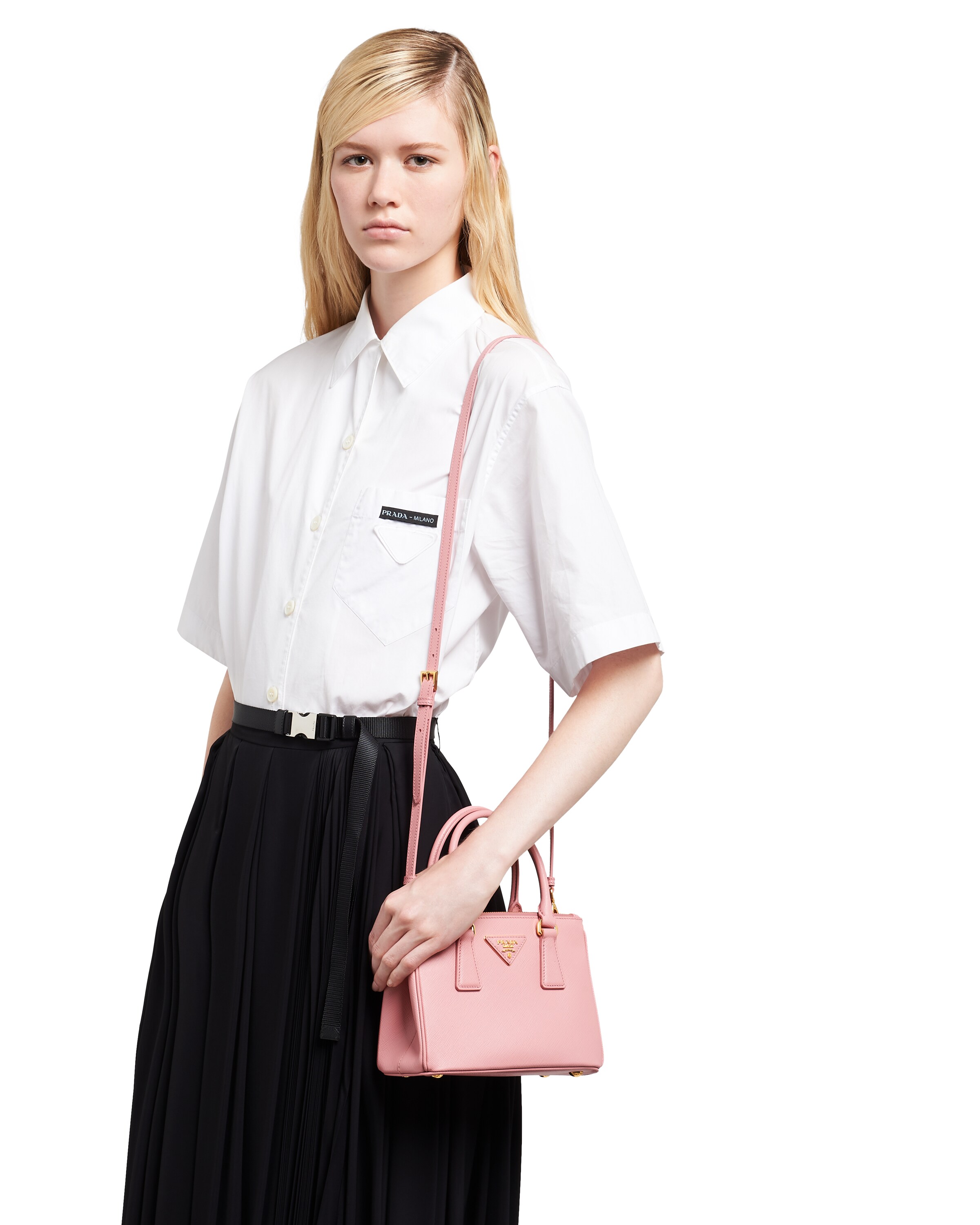 Petal Pink Prada Galleria Saffiano leather micro-bag | Prada