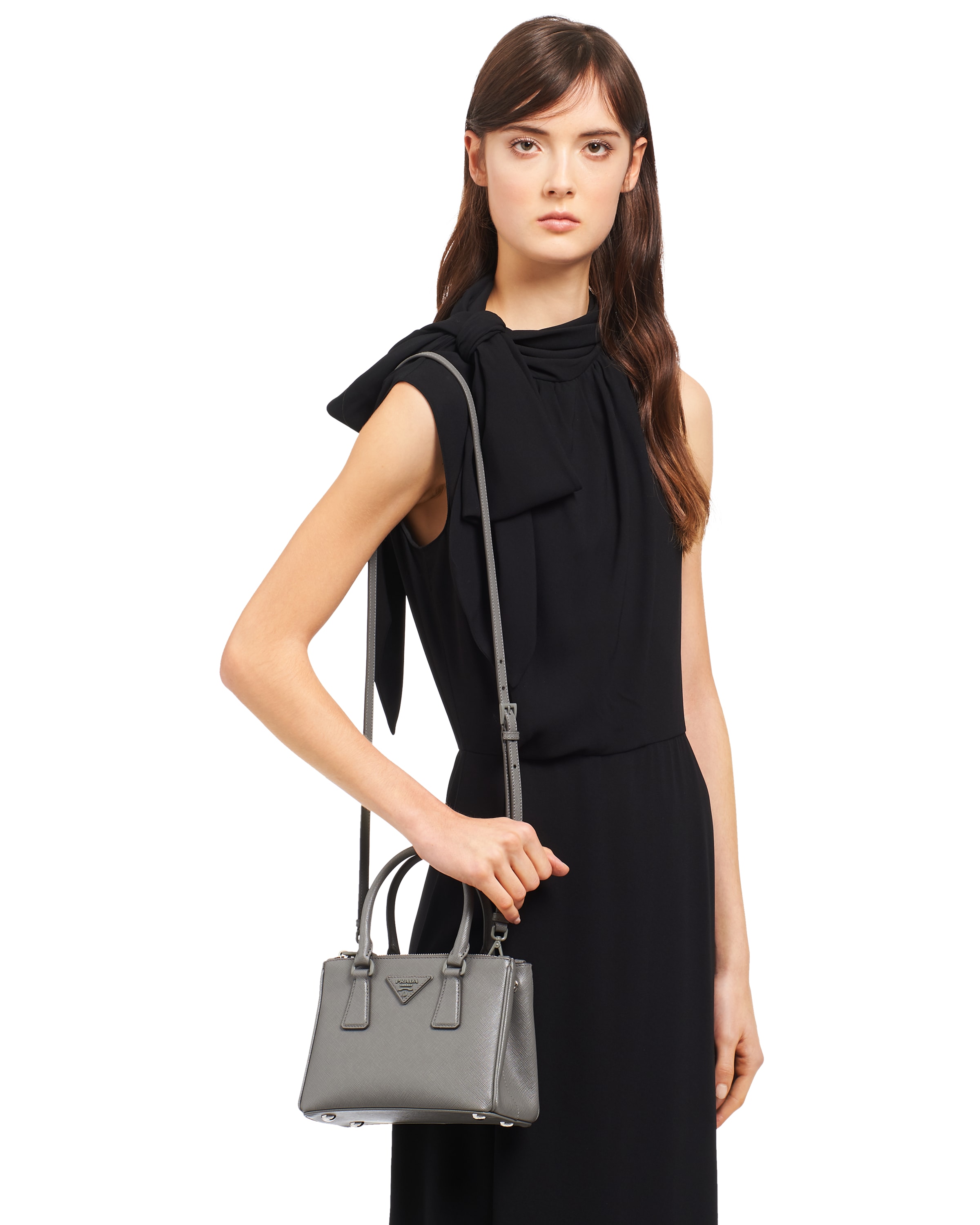 Marble Gray Prada Galleria Saffiano leather micro-bag | Prada