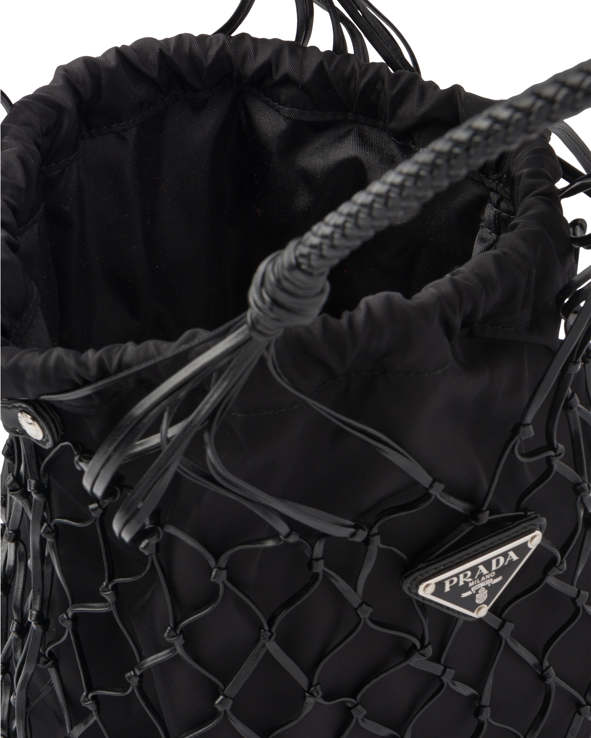 Fabric mesh hobo bucket bag | Prada