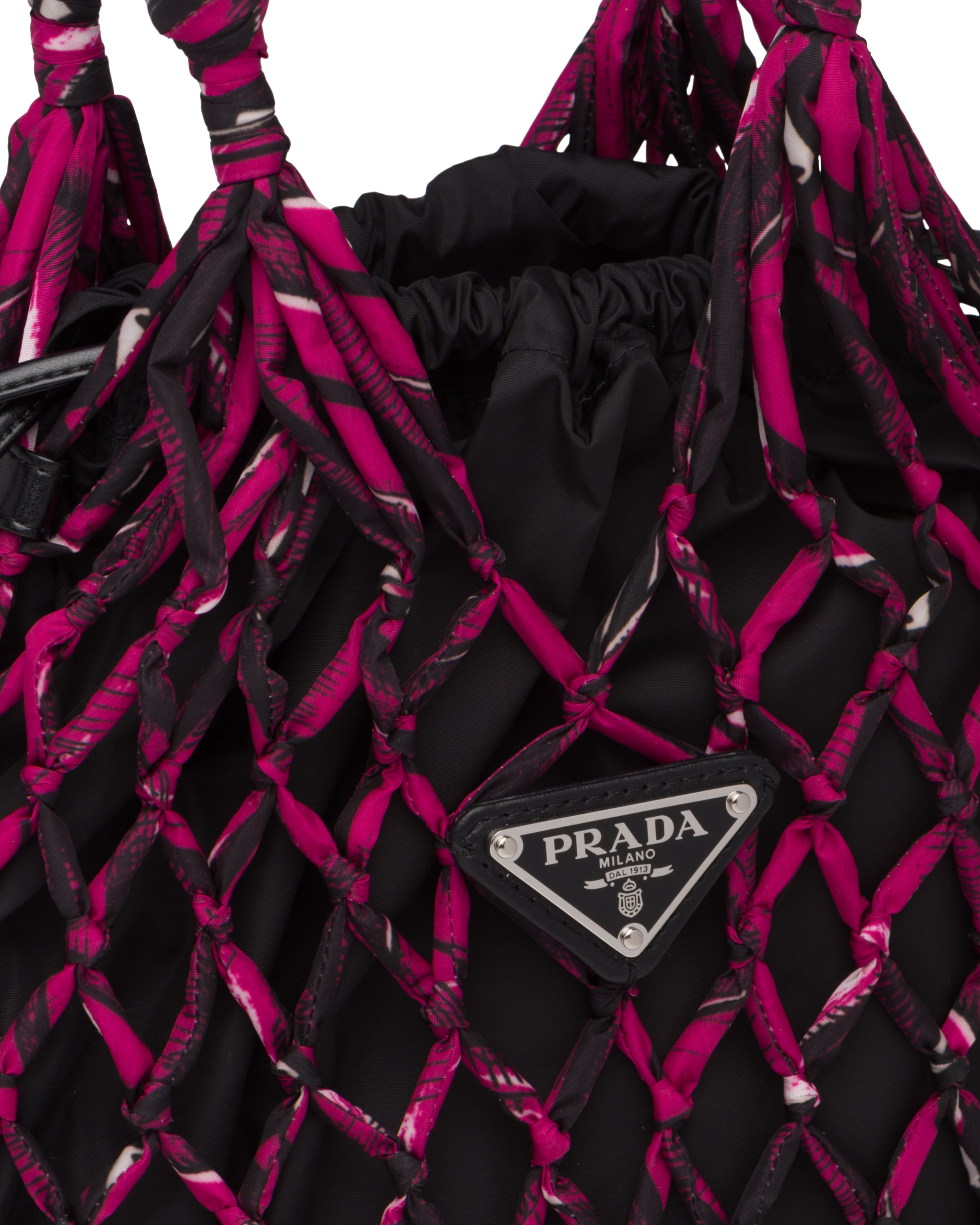 Fuchsia Printed nylon mesh bag | Prada