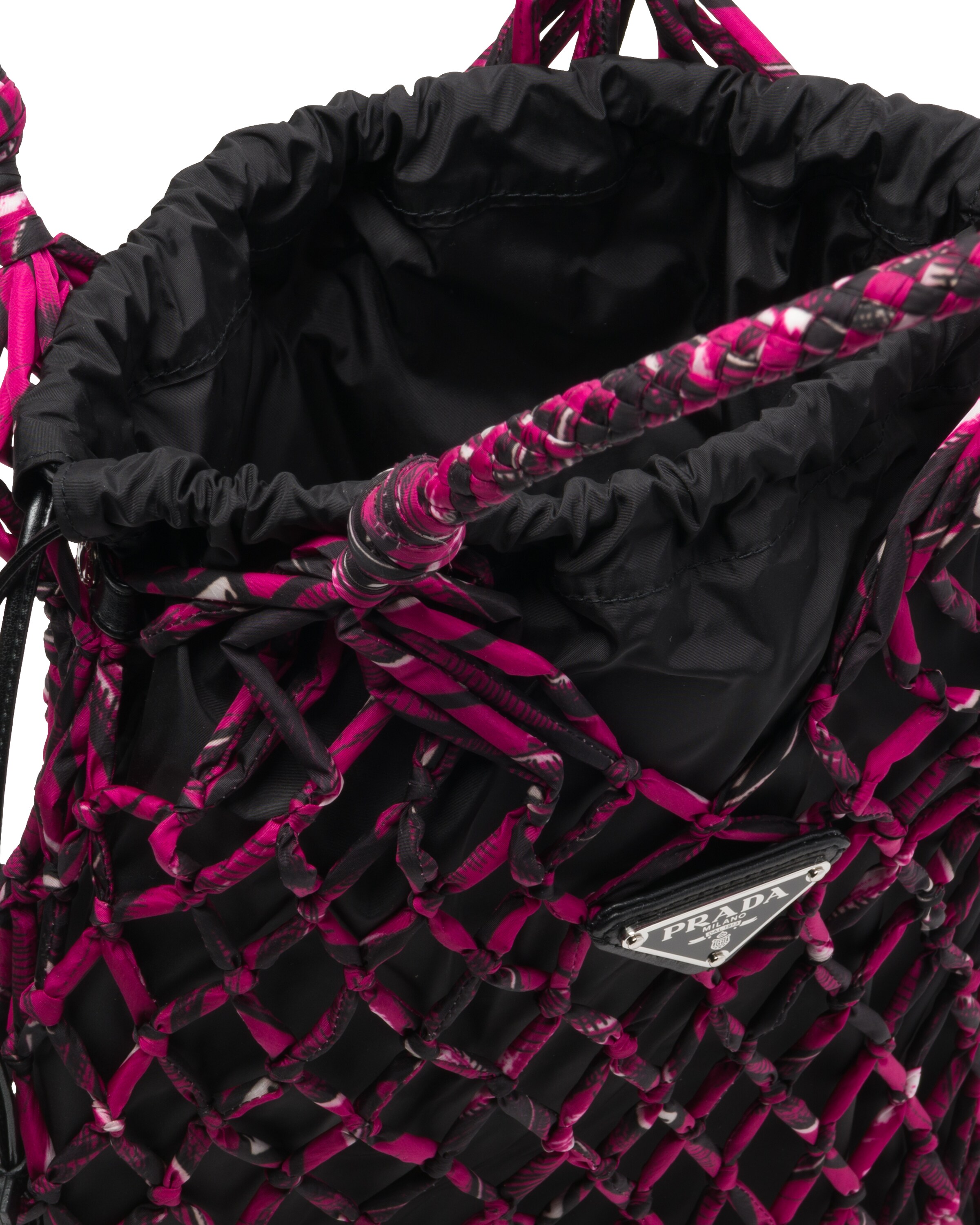 Fuchsia Printed nylon mesh bag | Prada