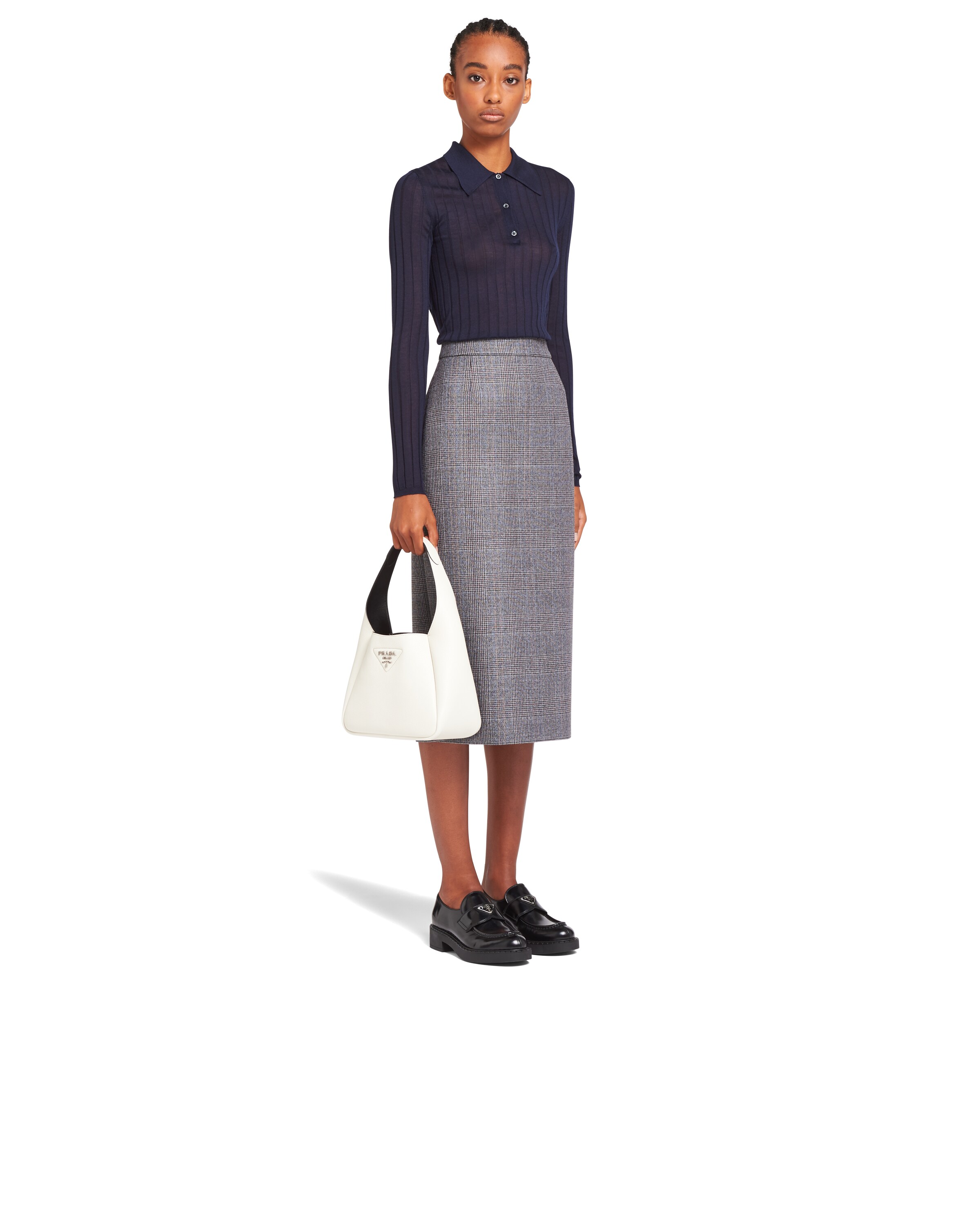 Chalk White Leather handbag | Prada