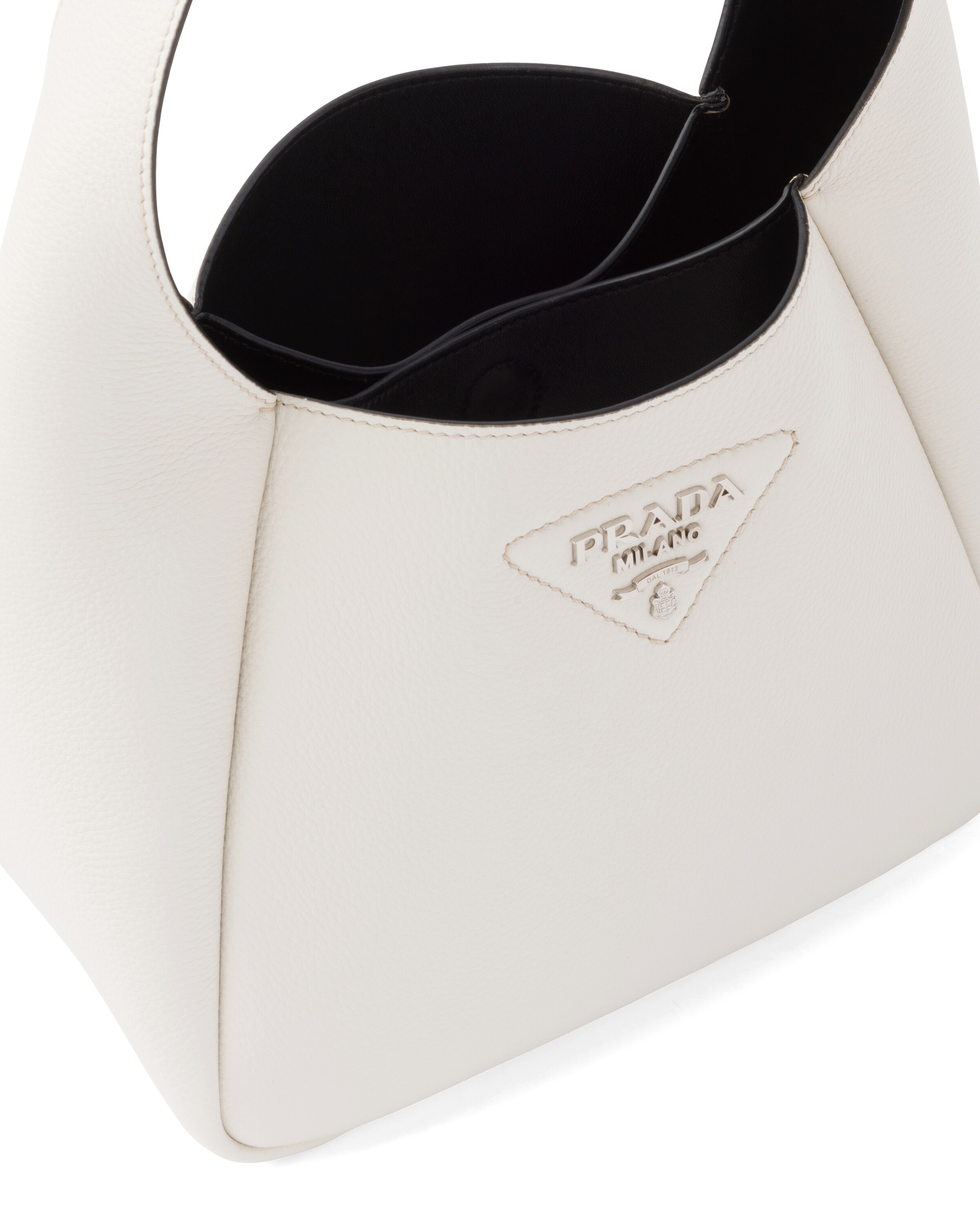 Chalk White Leather handbag | Prada