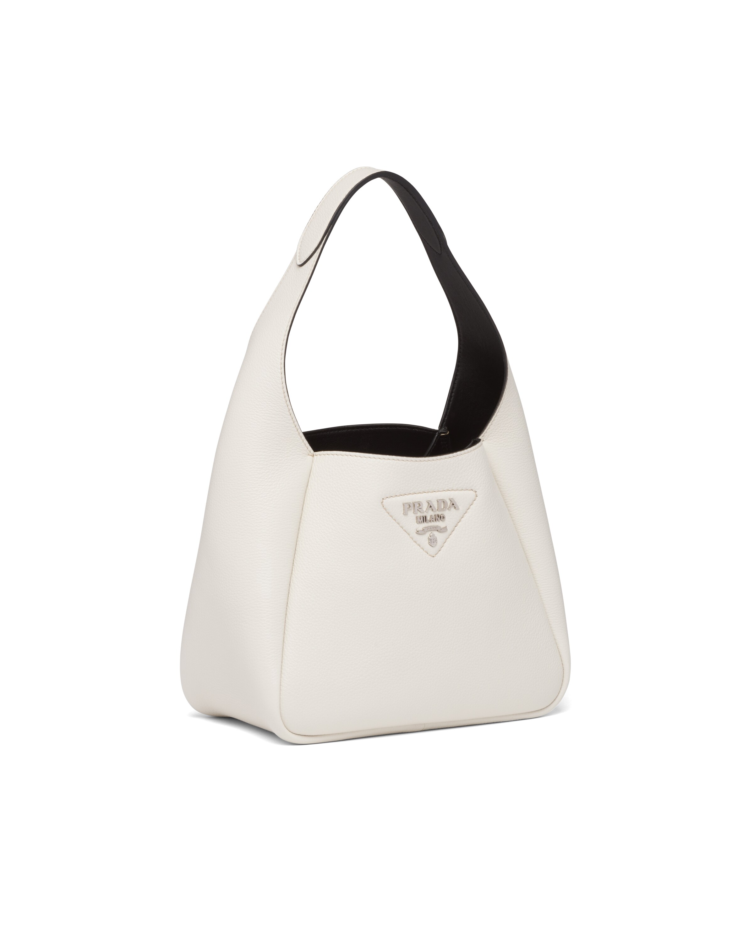 Chalk White Leather handbag | Prada
