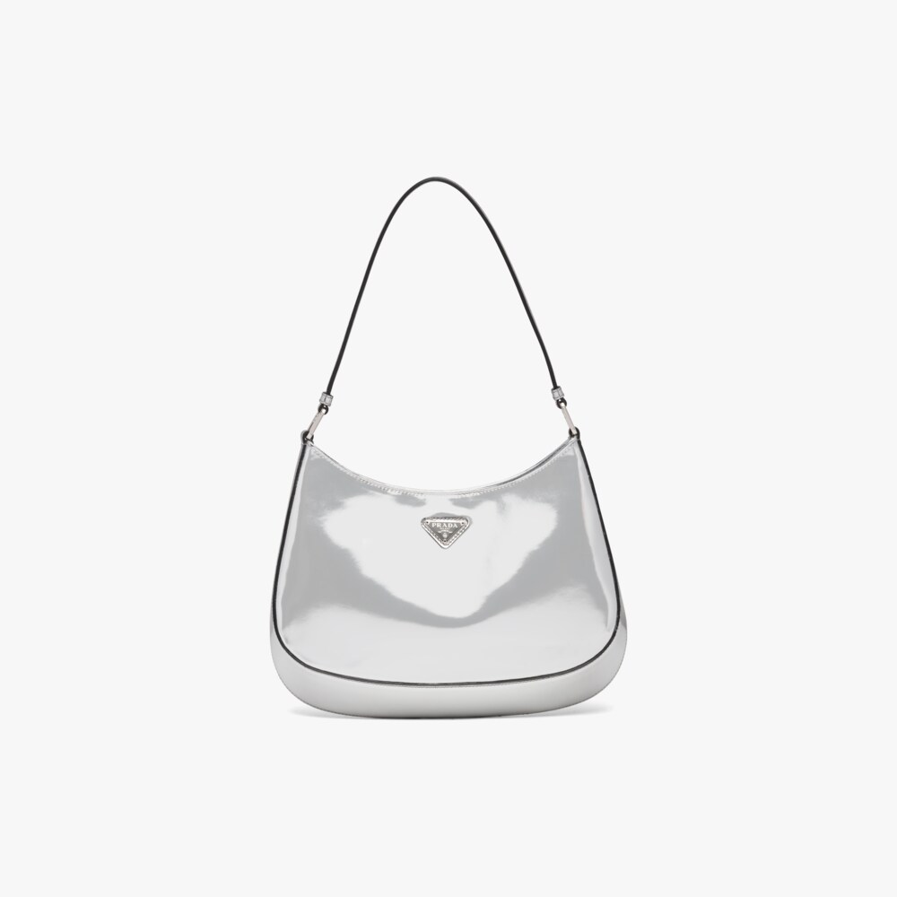 Silver Prada Cleo brushed leather shoulder bag | Prada