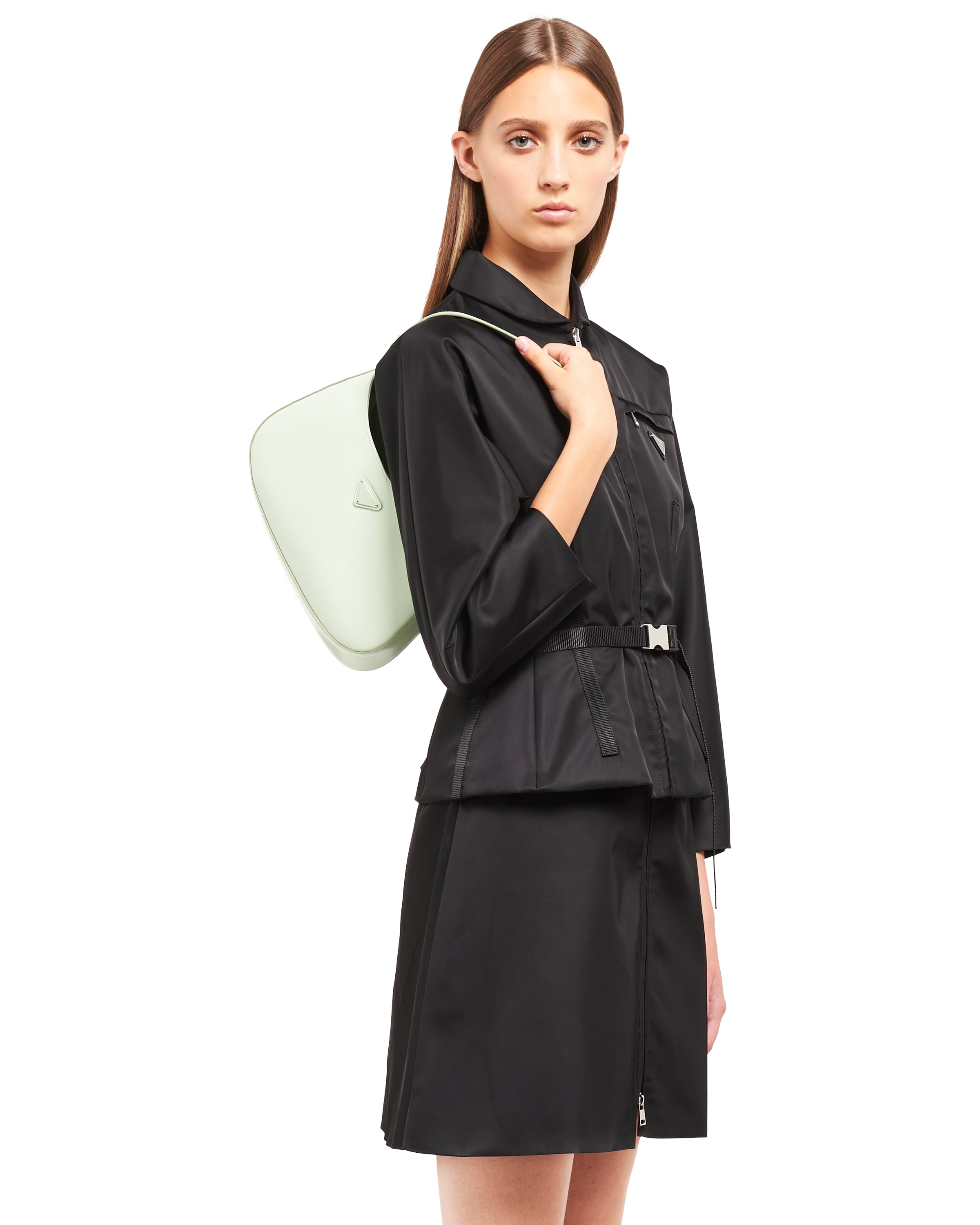 Aqua Prada Cleo Schultertasche gebürstetes Leder | Prada