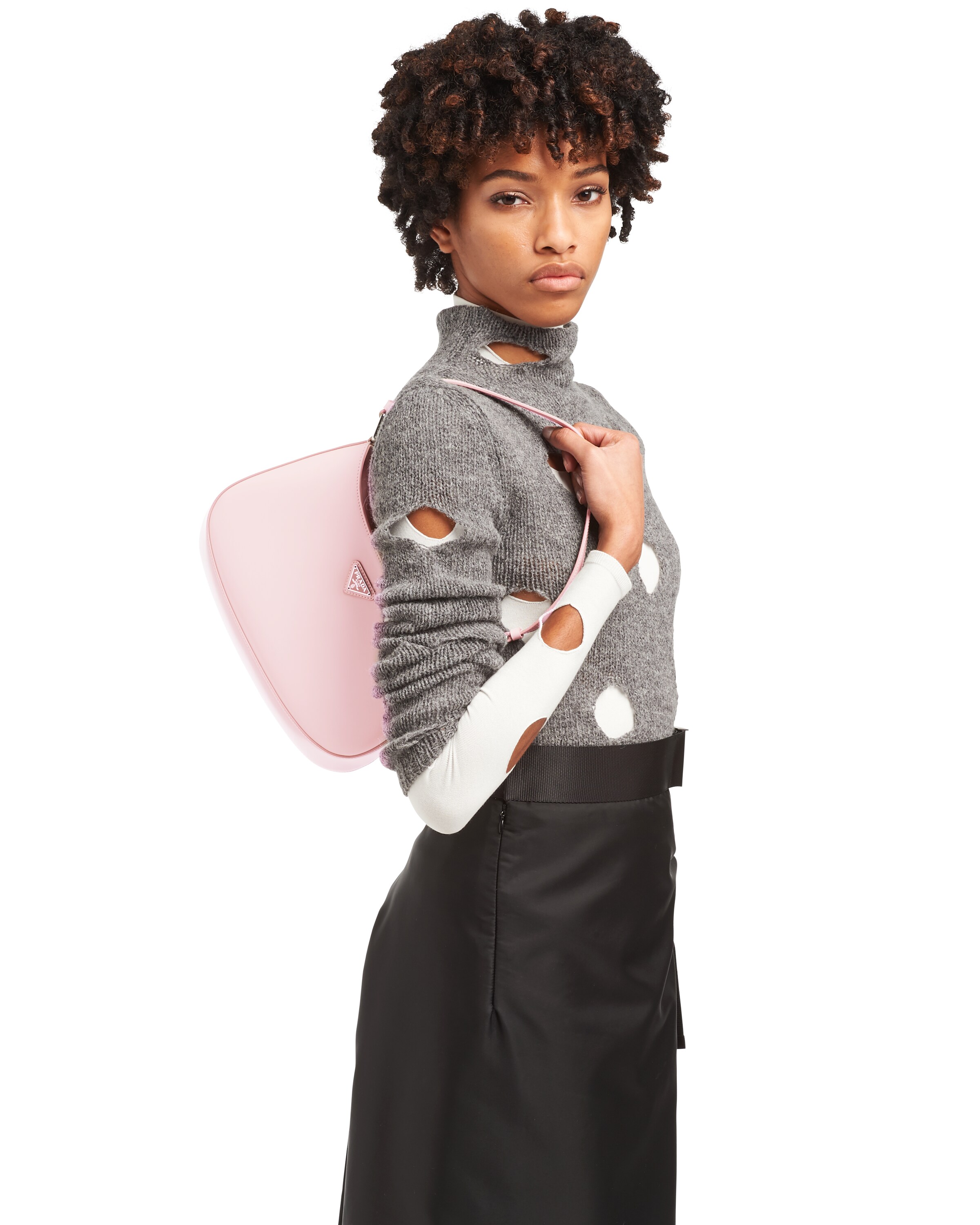 Alabaster Pink Prada Cleo brushed leather shoulder bag | Prada