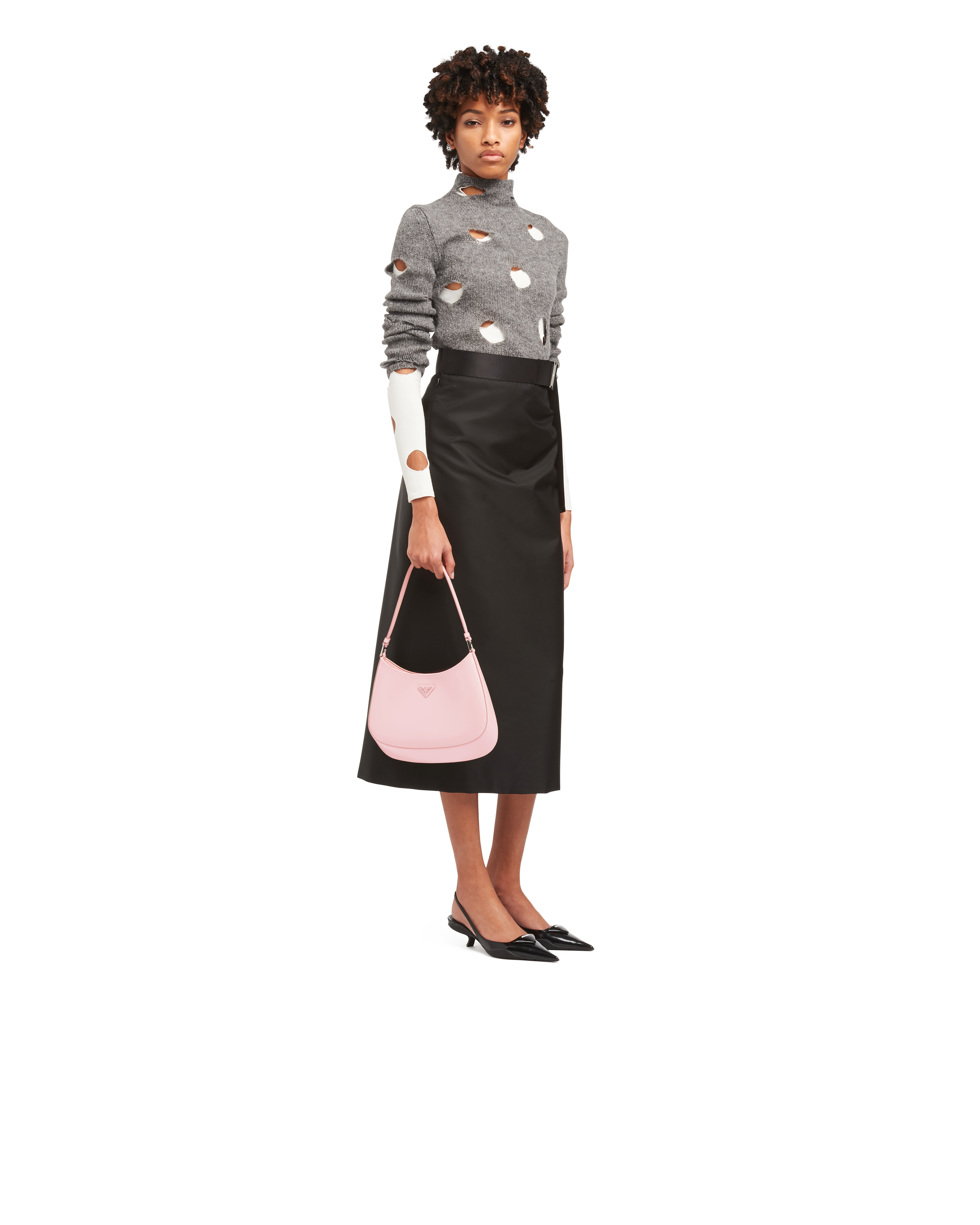 Alabaster Pink Prada Cleo brushed leather shoulder bag | Prada
