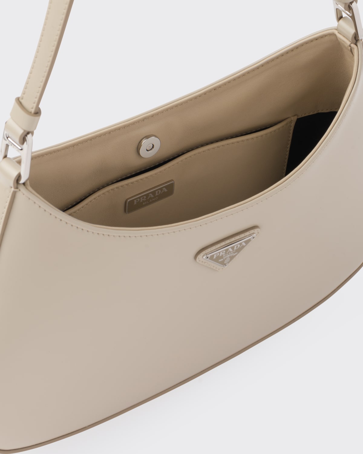 Desert Beige Prada Cleo Brushed Leather Shoulder Bag | PRADA