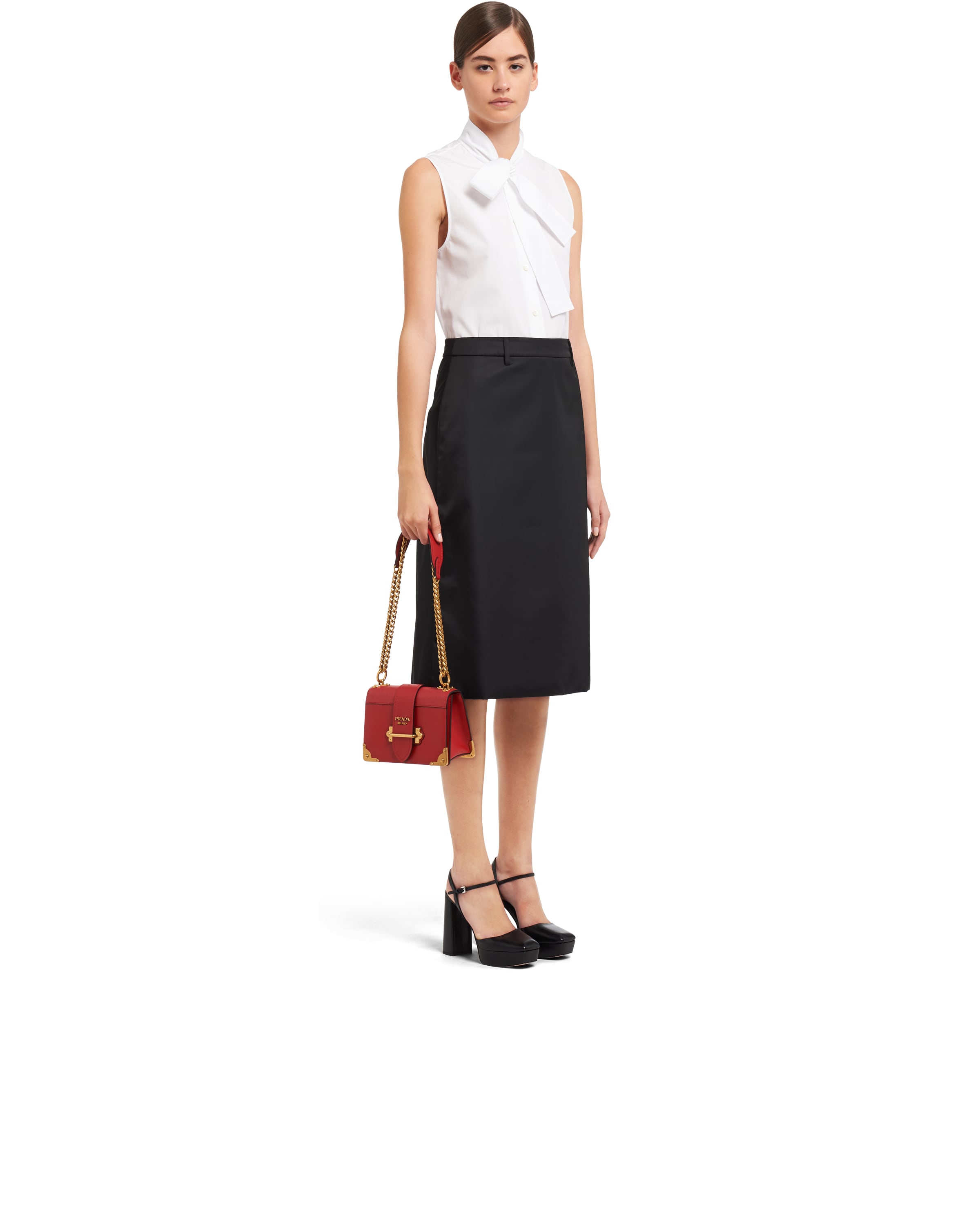 Fiery Red Leather Prada Cahier Shoulder Bag | Prada