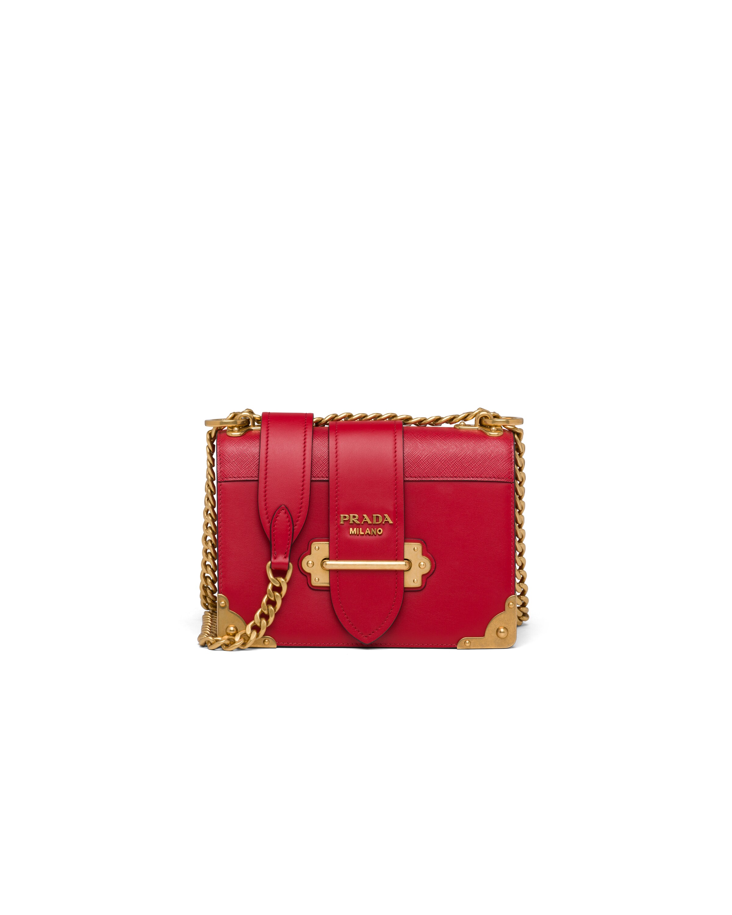 Fiery Red Leather Prada Cahier Shoulder Bag | Prada