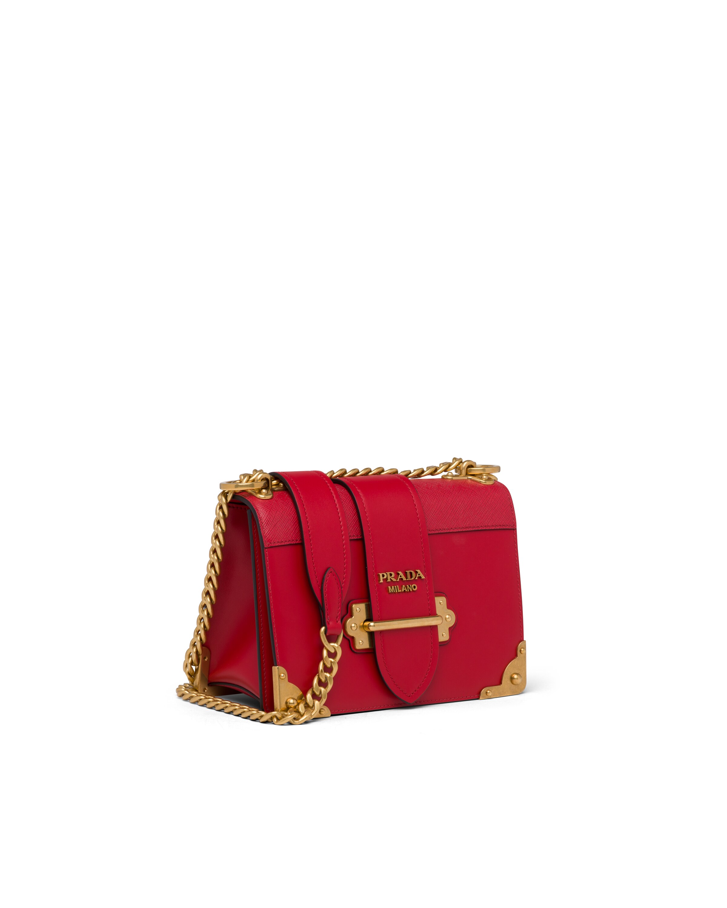 Fiery Red Leather Prada Cahier Shoulder Bag | Prada