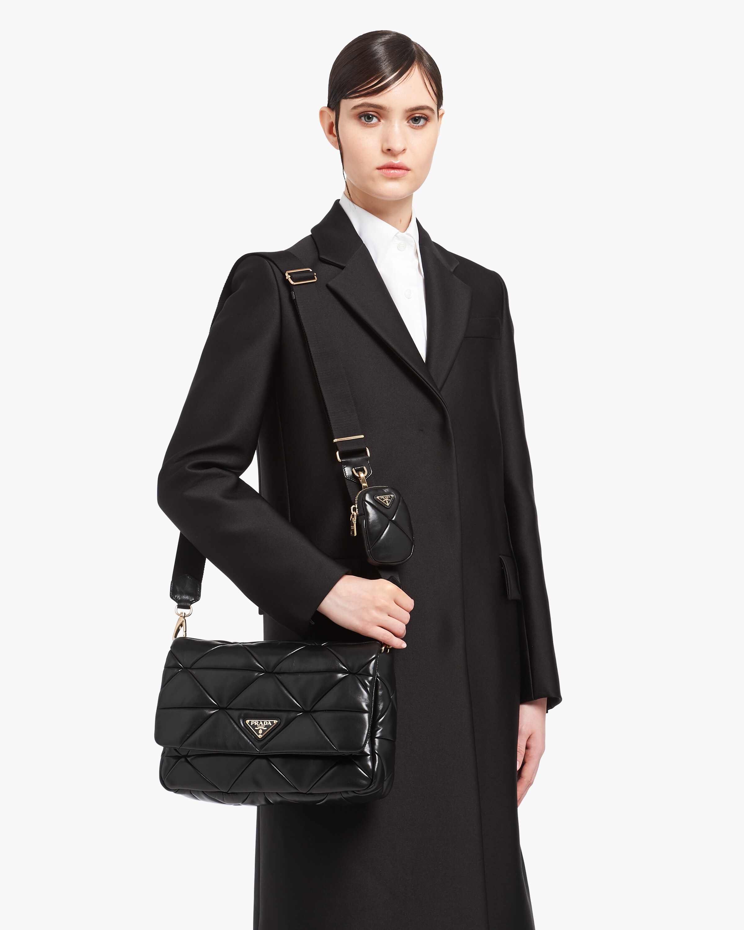 Black Prada System nappa leather patchwork bag | Prada