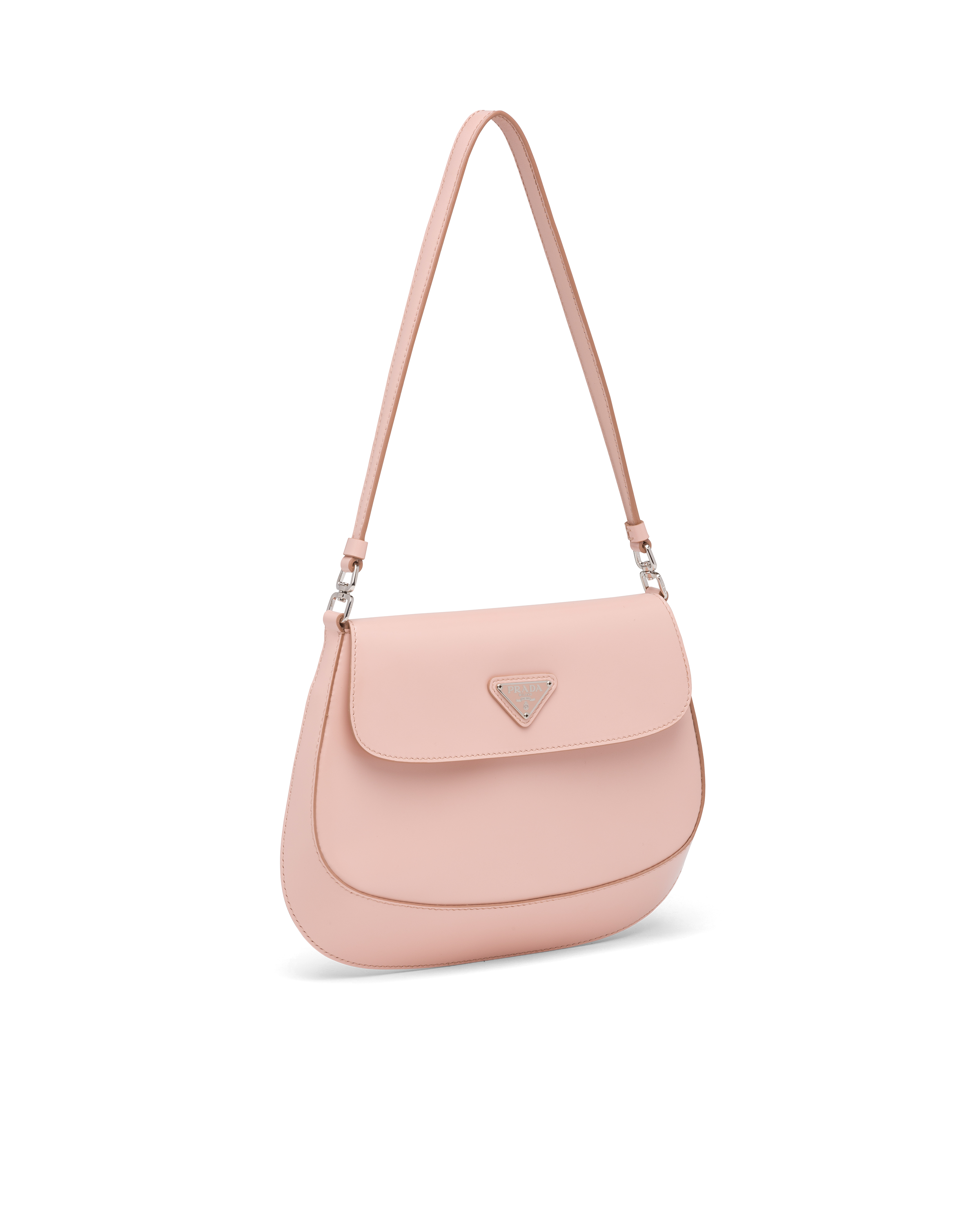Orchid Pink Prada Cleo brushed leather shoulder bag with flap | Prada