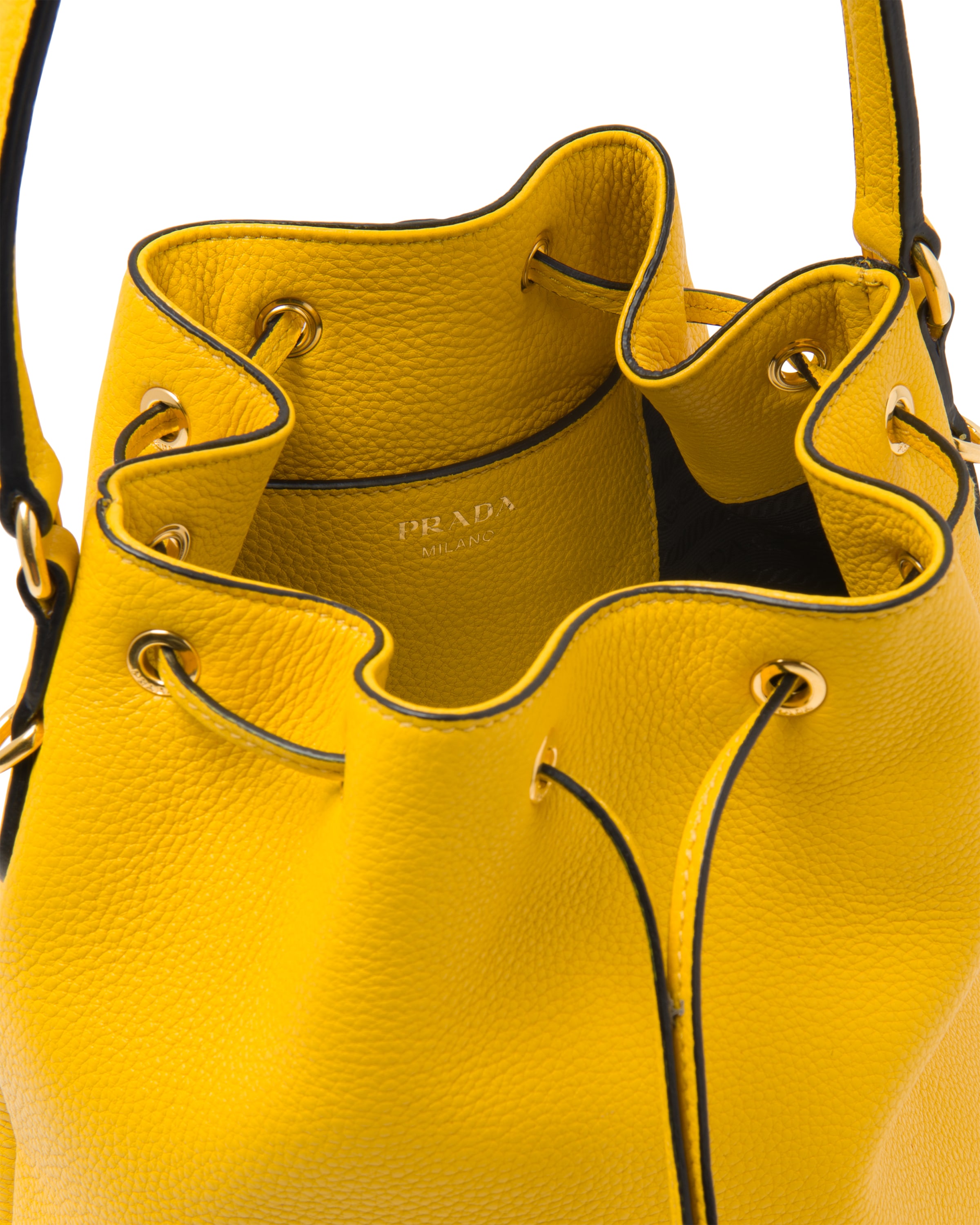 Sunny Yellow Leather Bucket Bag | Prada