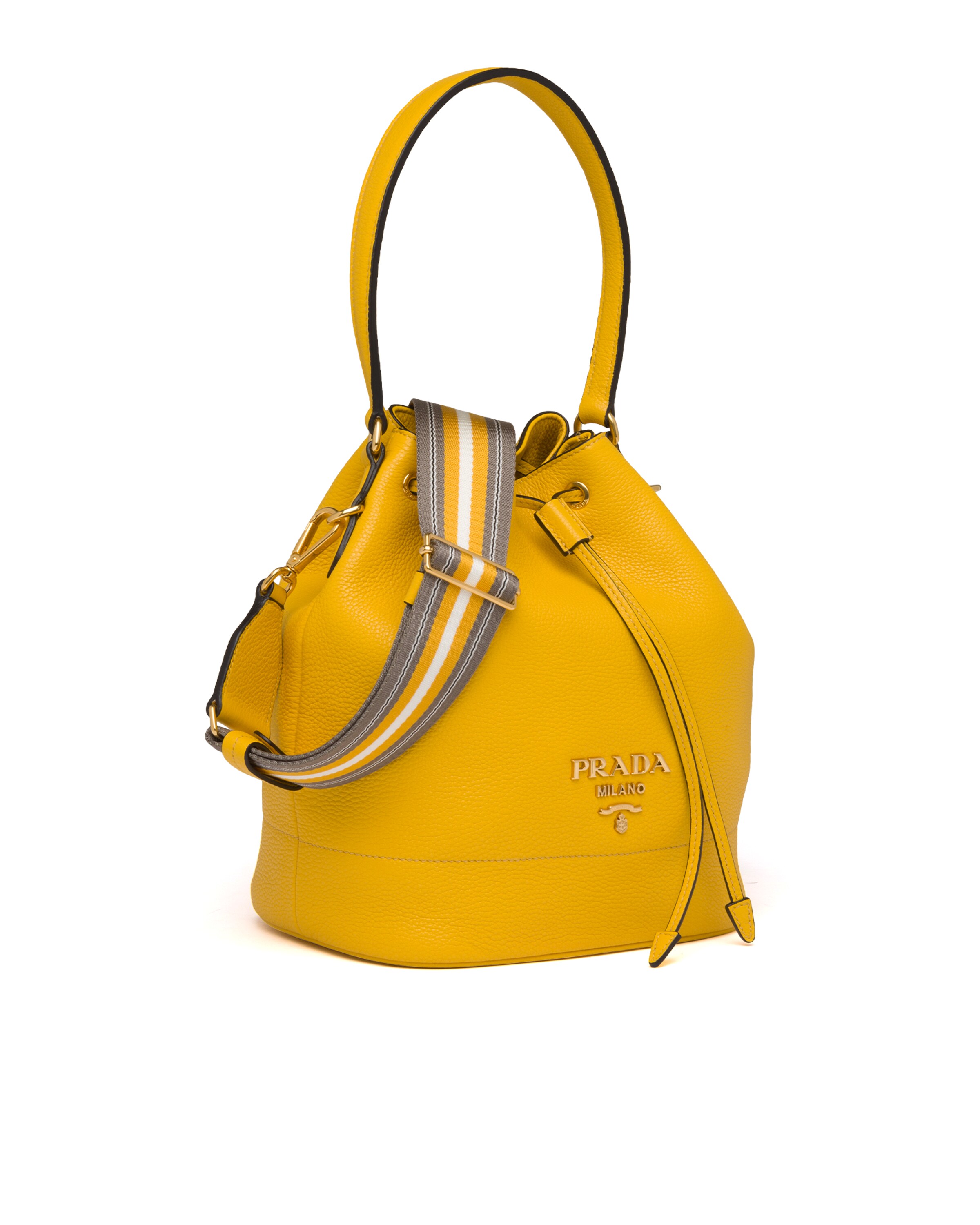 Sunny Yellow Leather Bucket Bag | Prada