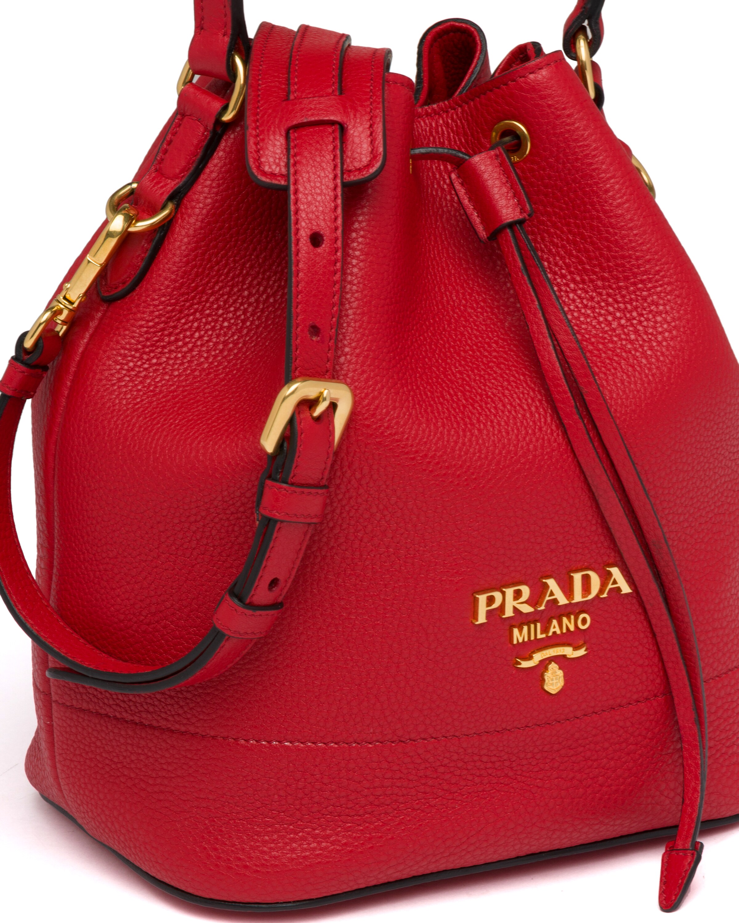 Red D Leather Bucket Bag | Prada