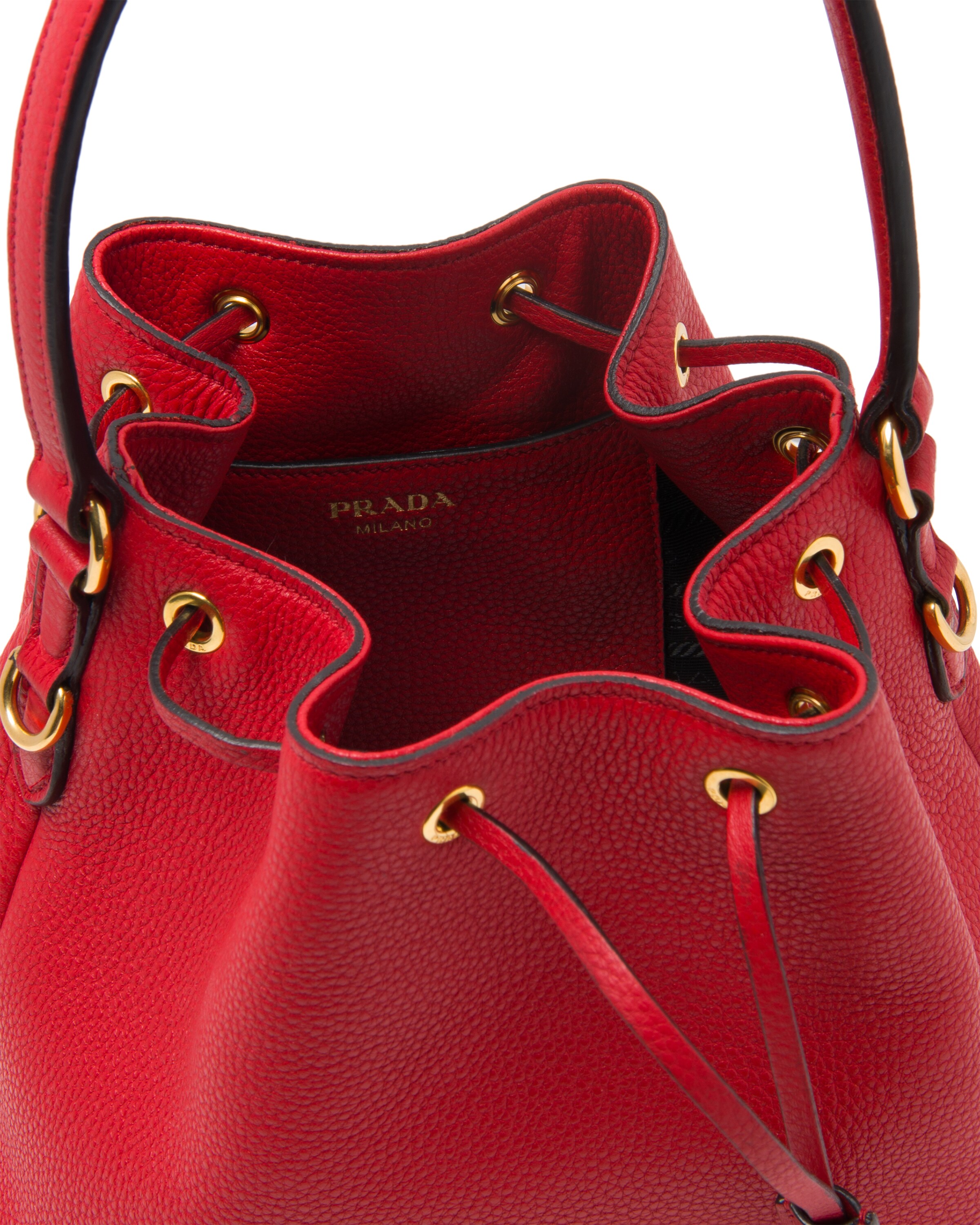 Red D Leather Bucket Bag | Prada