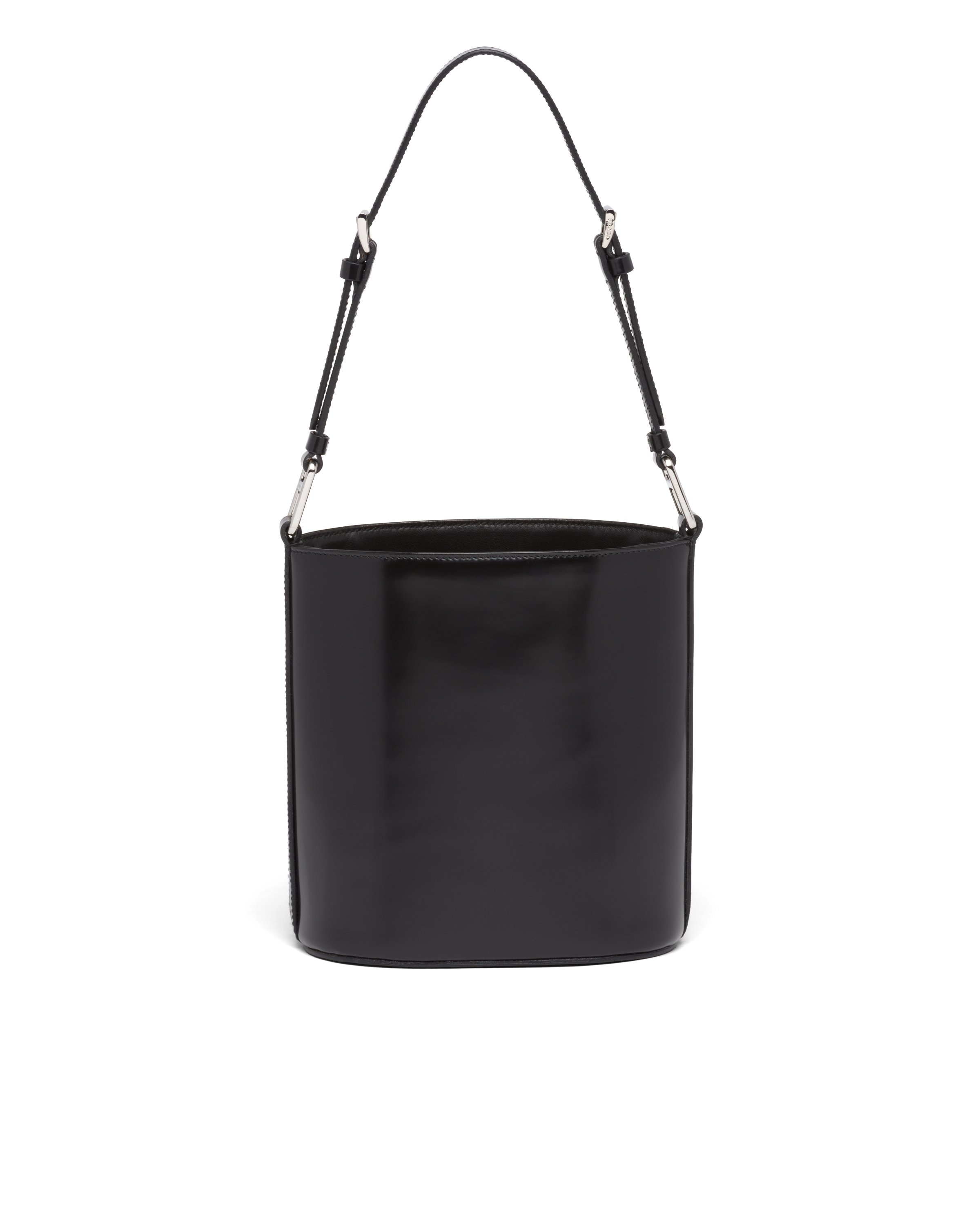 Black Mini brushed-leather bucket bag | Prada