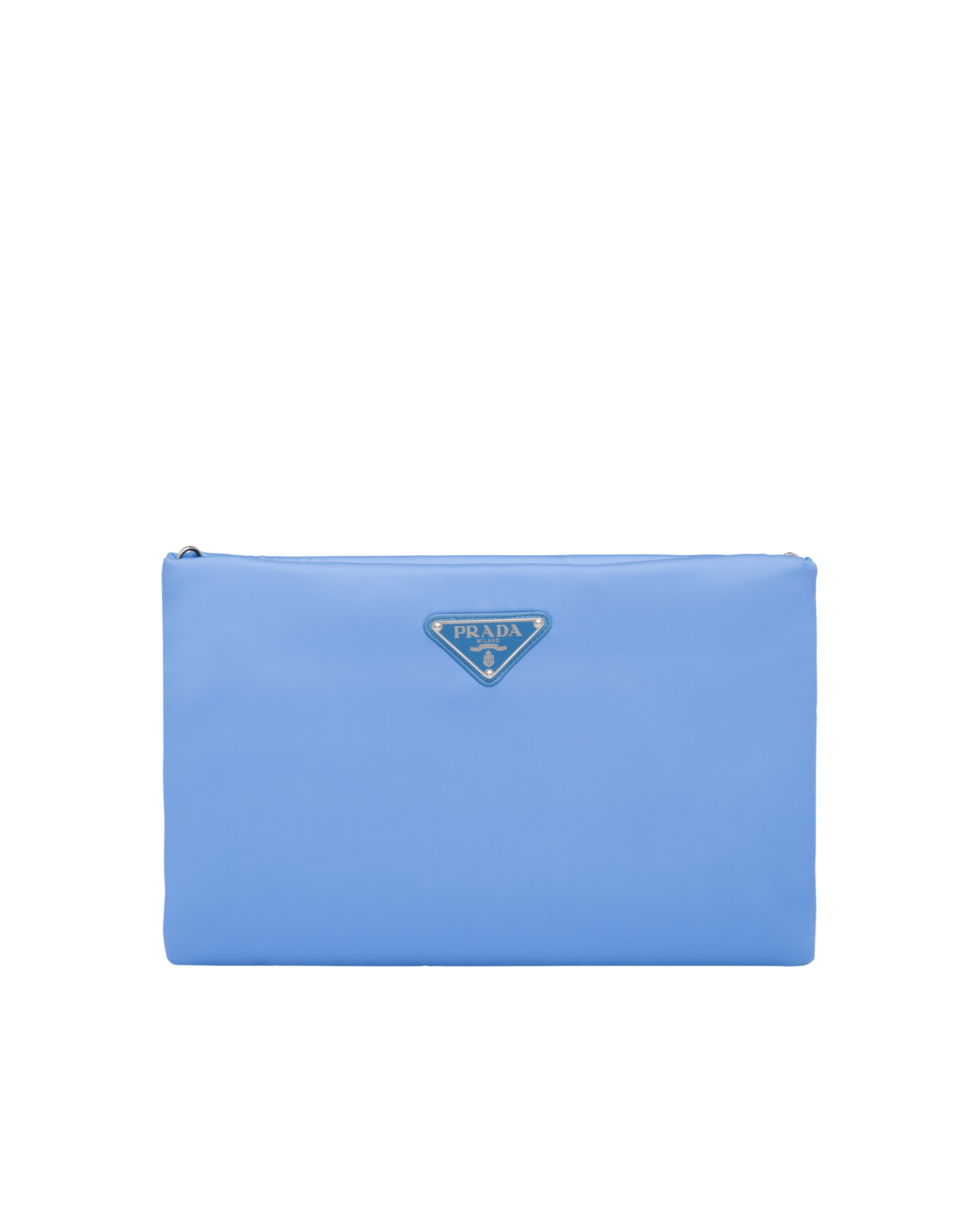 Periwinkle Blue Medium Padded nylon clutch | Prada