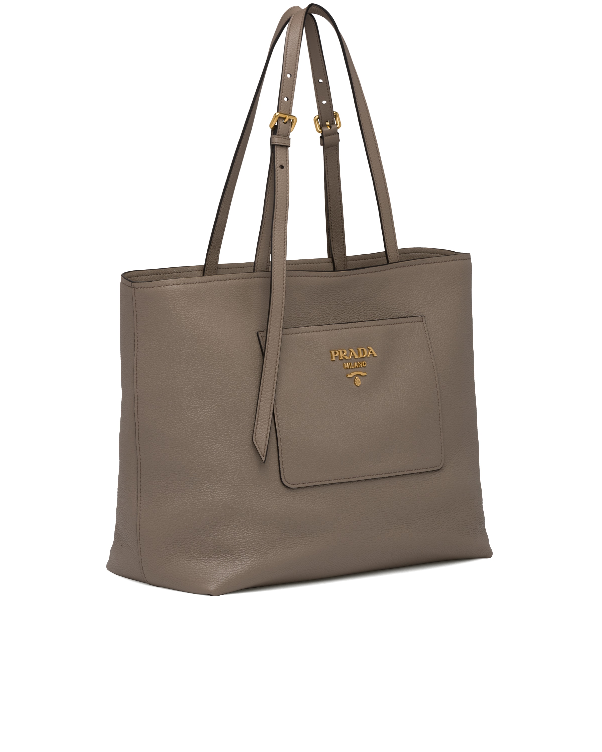 Clay Gray Leather Tote | Prada