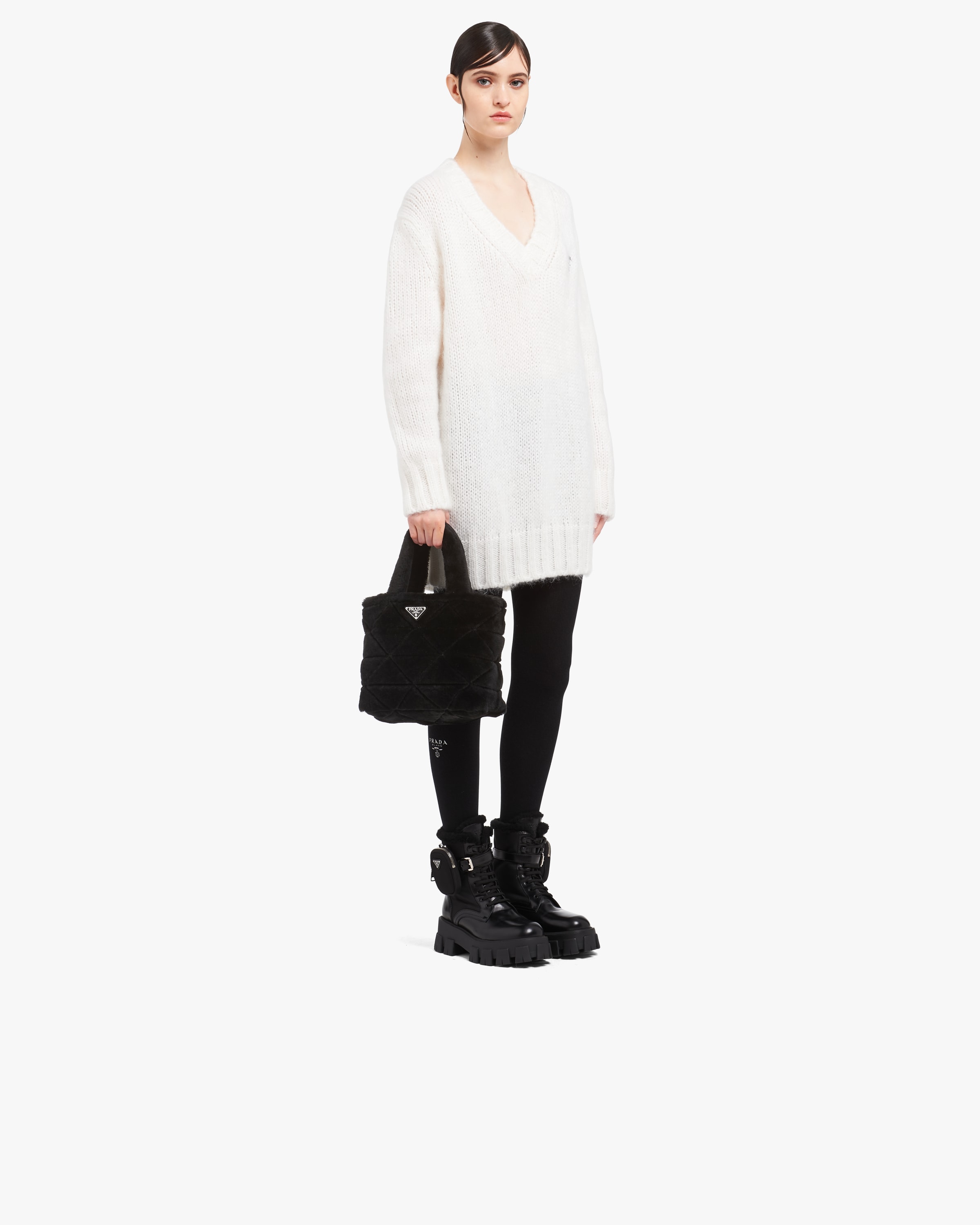 Black Shearling tote | Prada