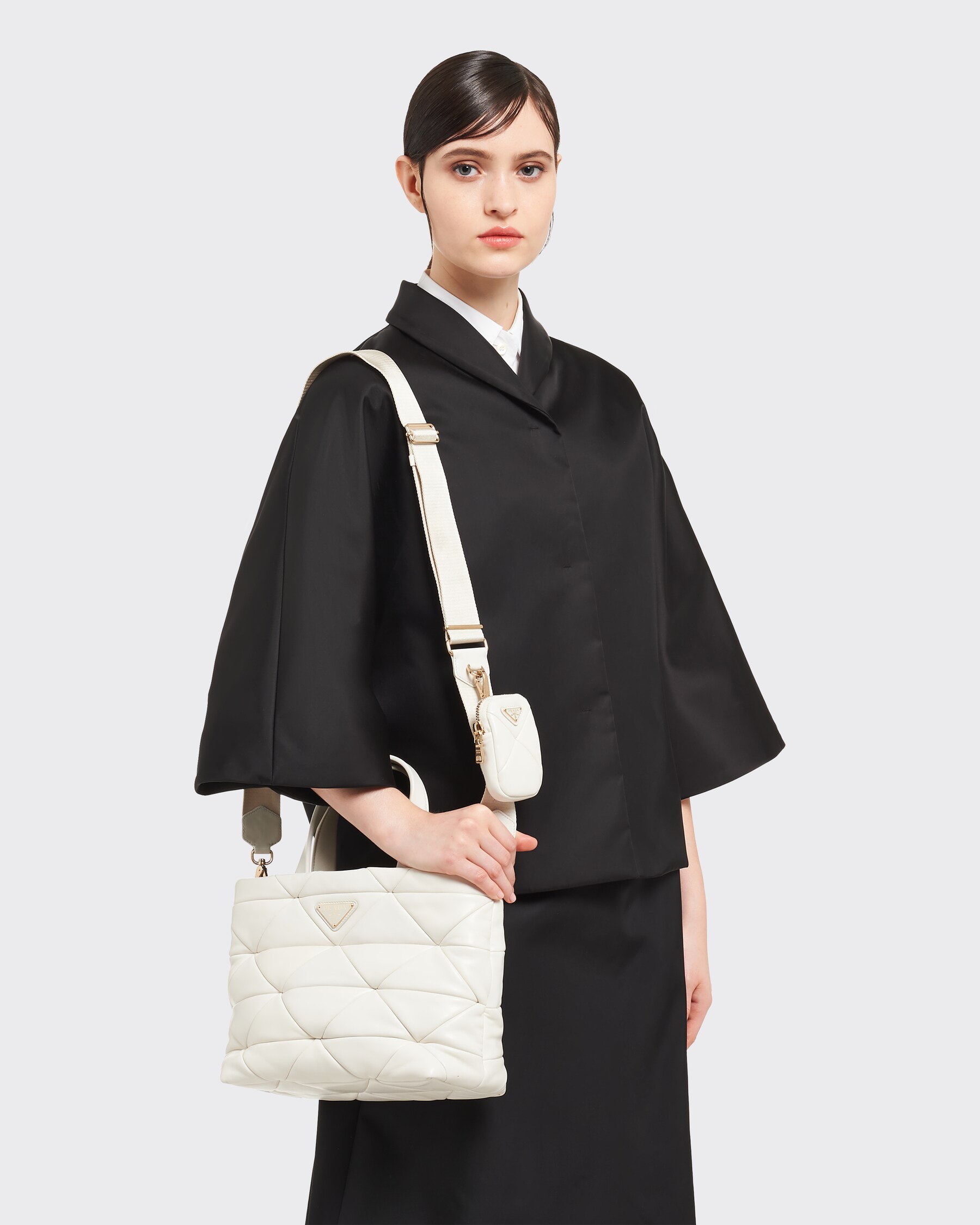 White Prada System Nappa Leather Patchwork Tote | PRADA