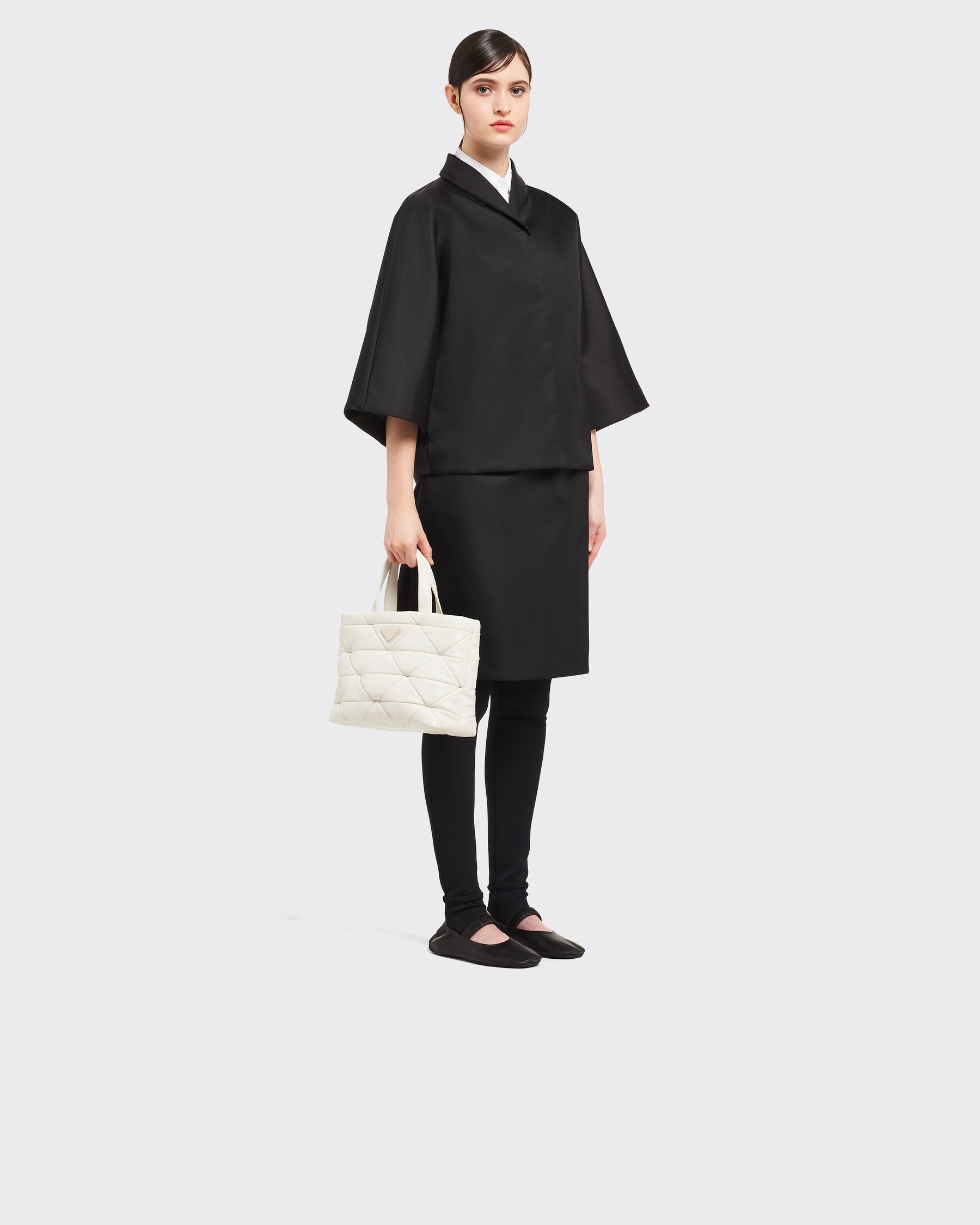 White Prada System Nappa Leather Patchwork Tote | PRADA