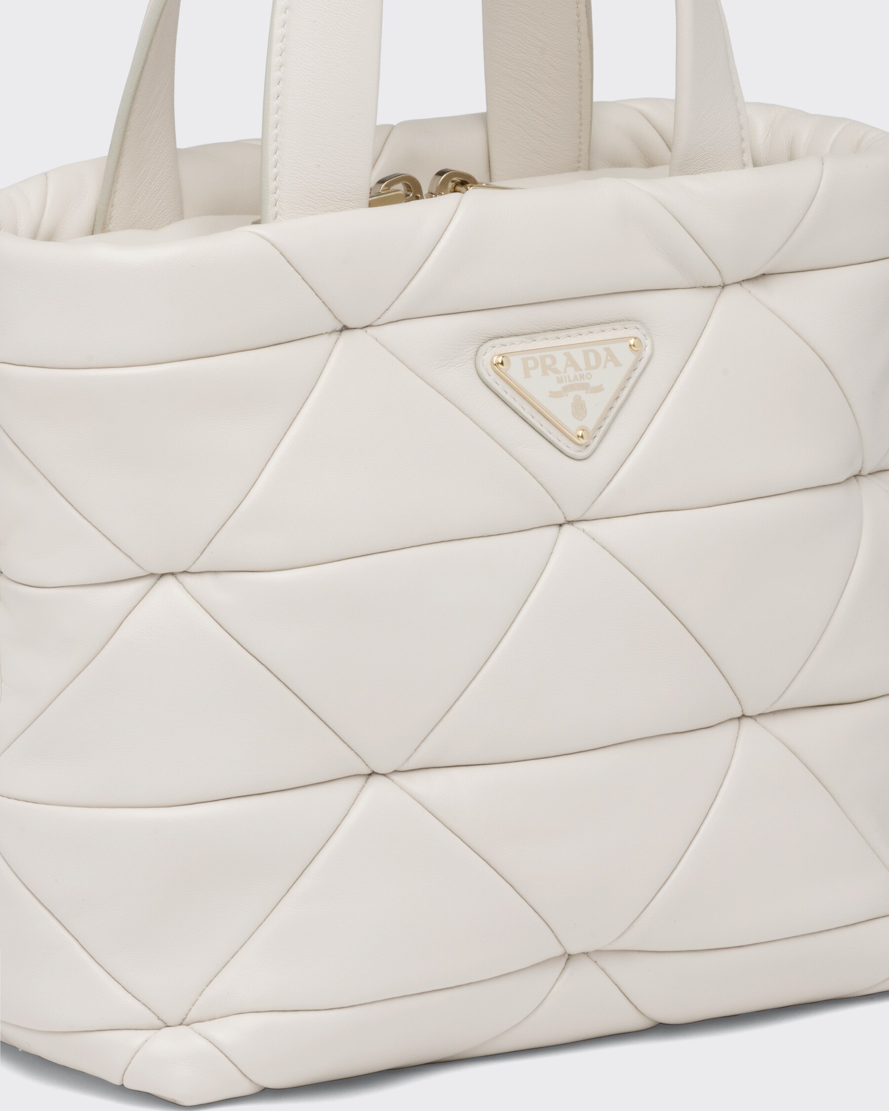 White Prada System Nappa Leather Patchwork Tote | PRADA