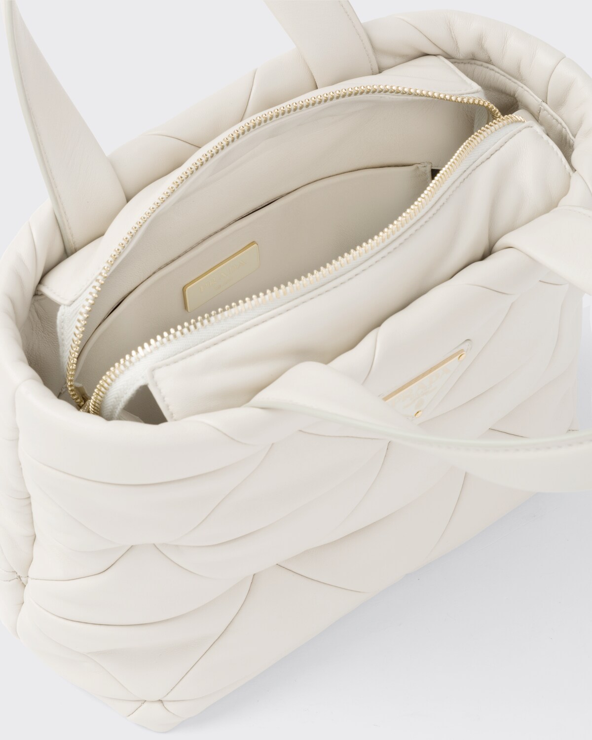 White Prada System Nappa Leather Patchwork Tote | PRADA