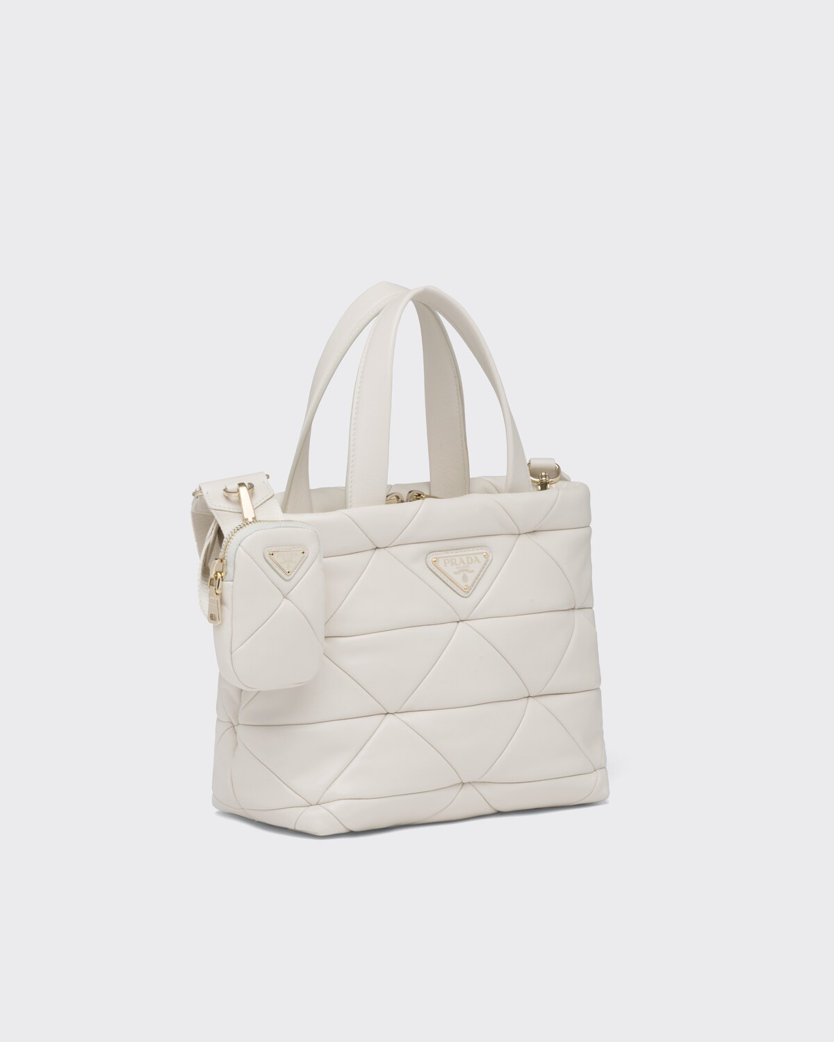 White Prada System Nappa Leather Patchwork Tote | PRADA