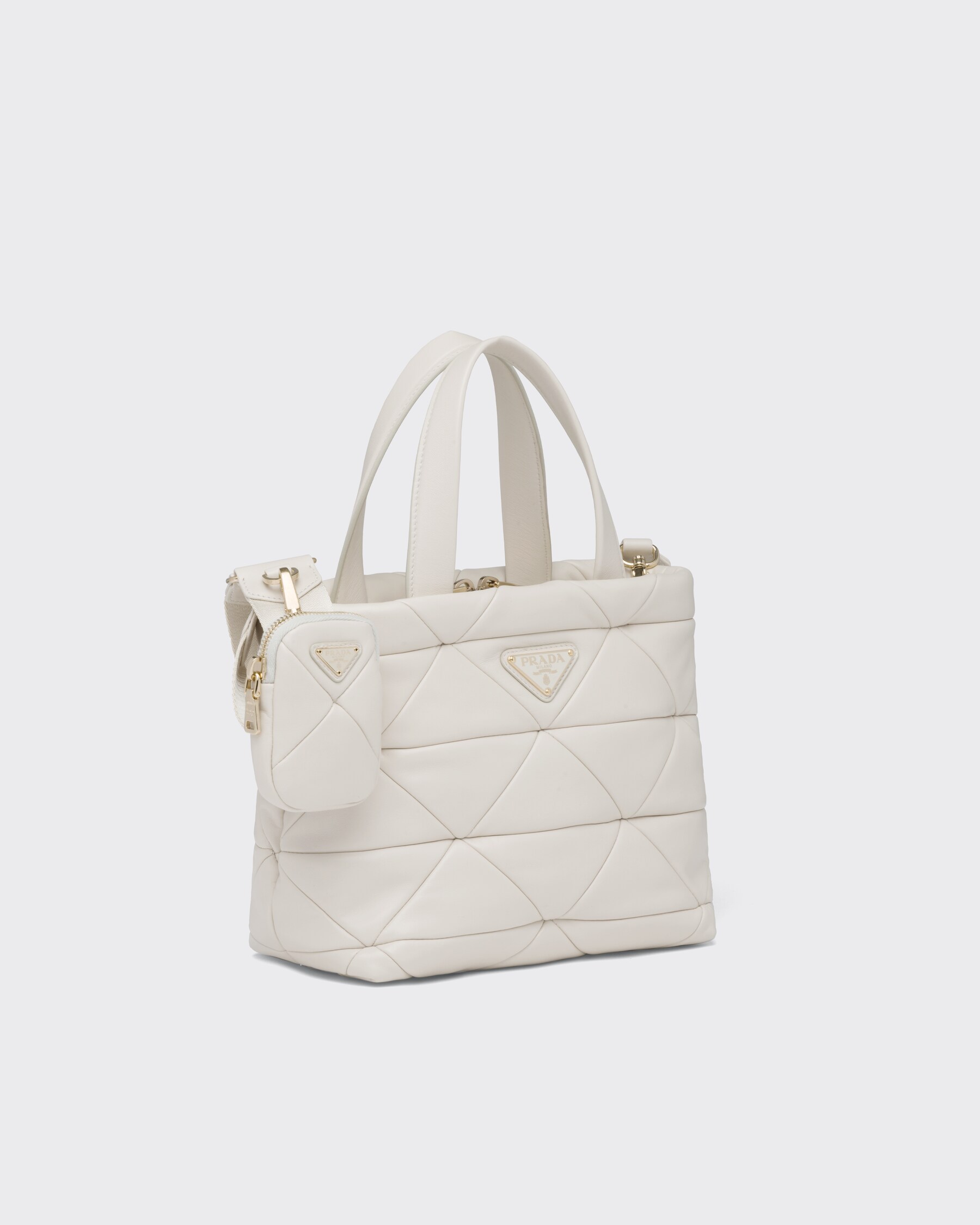 White Prada System Nappa Leather Patchwork Tote | PRADA