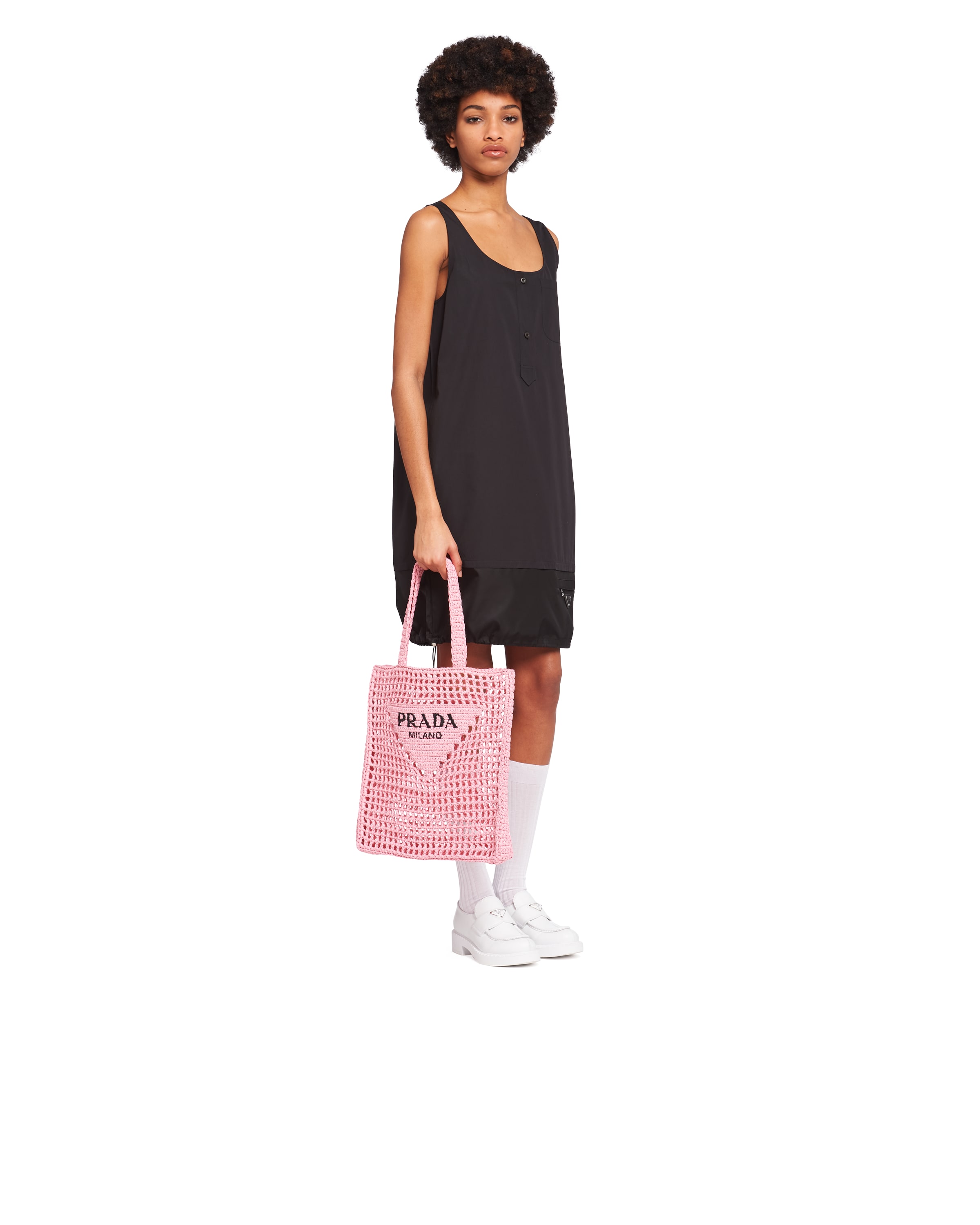 Petal Pink Raffia tote bag | Prada