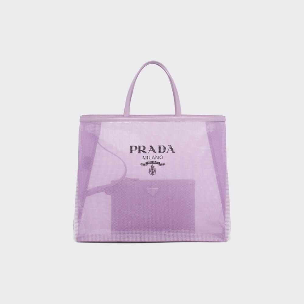 Lily Sequined mesh tote bag | Prada