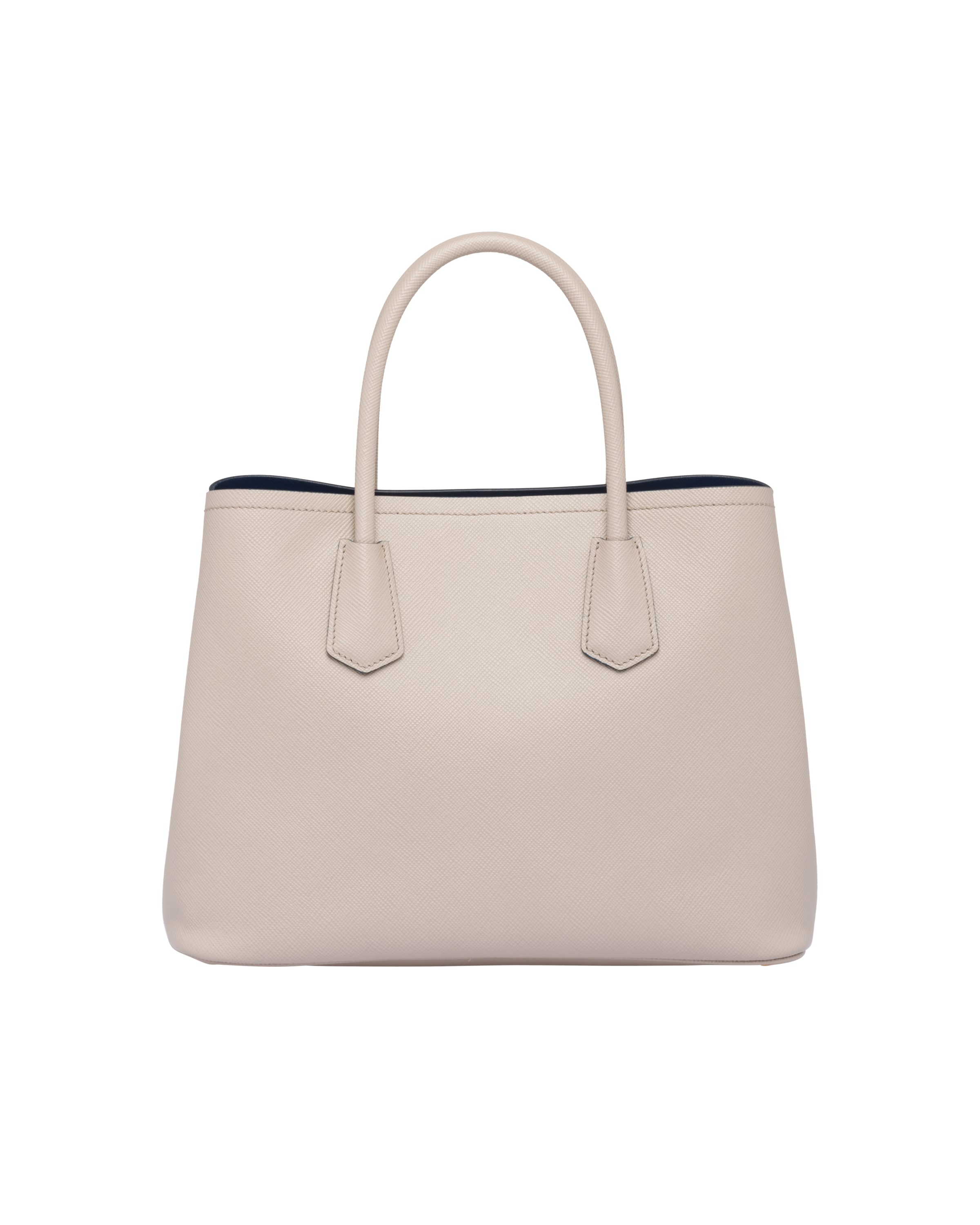 Pumice Stone/bright Blue Medium Saffiano Leather Double Prada Bag | Prada