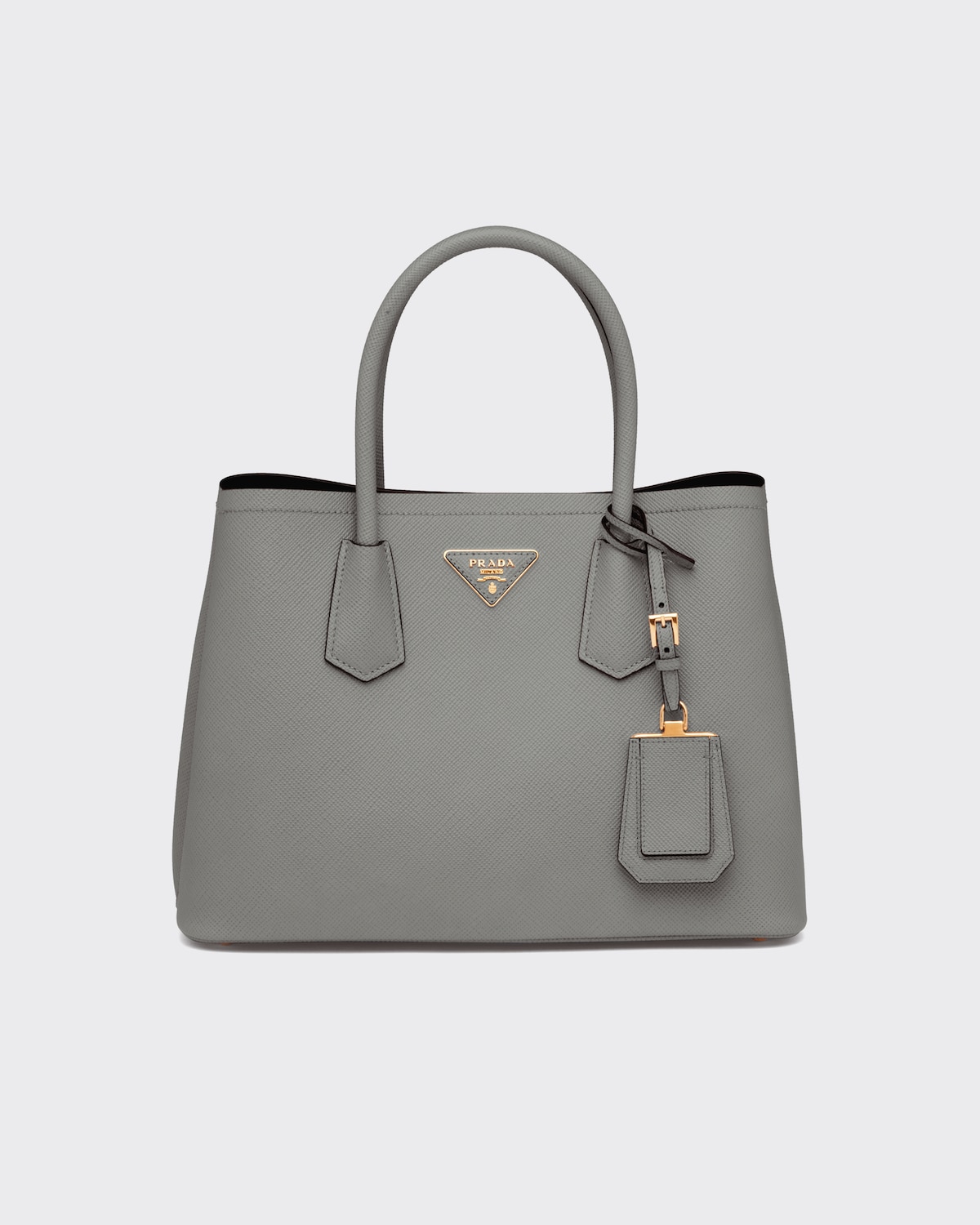 Slate/black Medium Prada Double Saffiano Leather Bag | PRADA