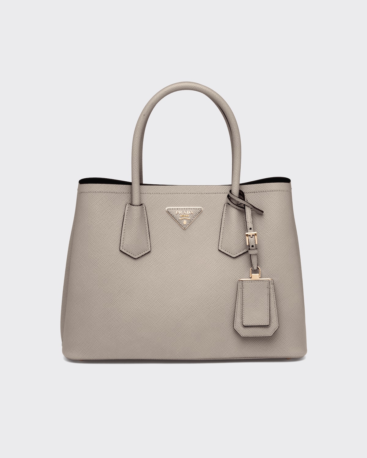 Bolsa Prada Double Pequena Em Couro Saffiano Argila/preto | PRADA