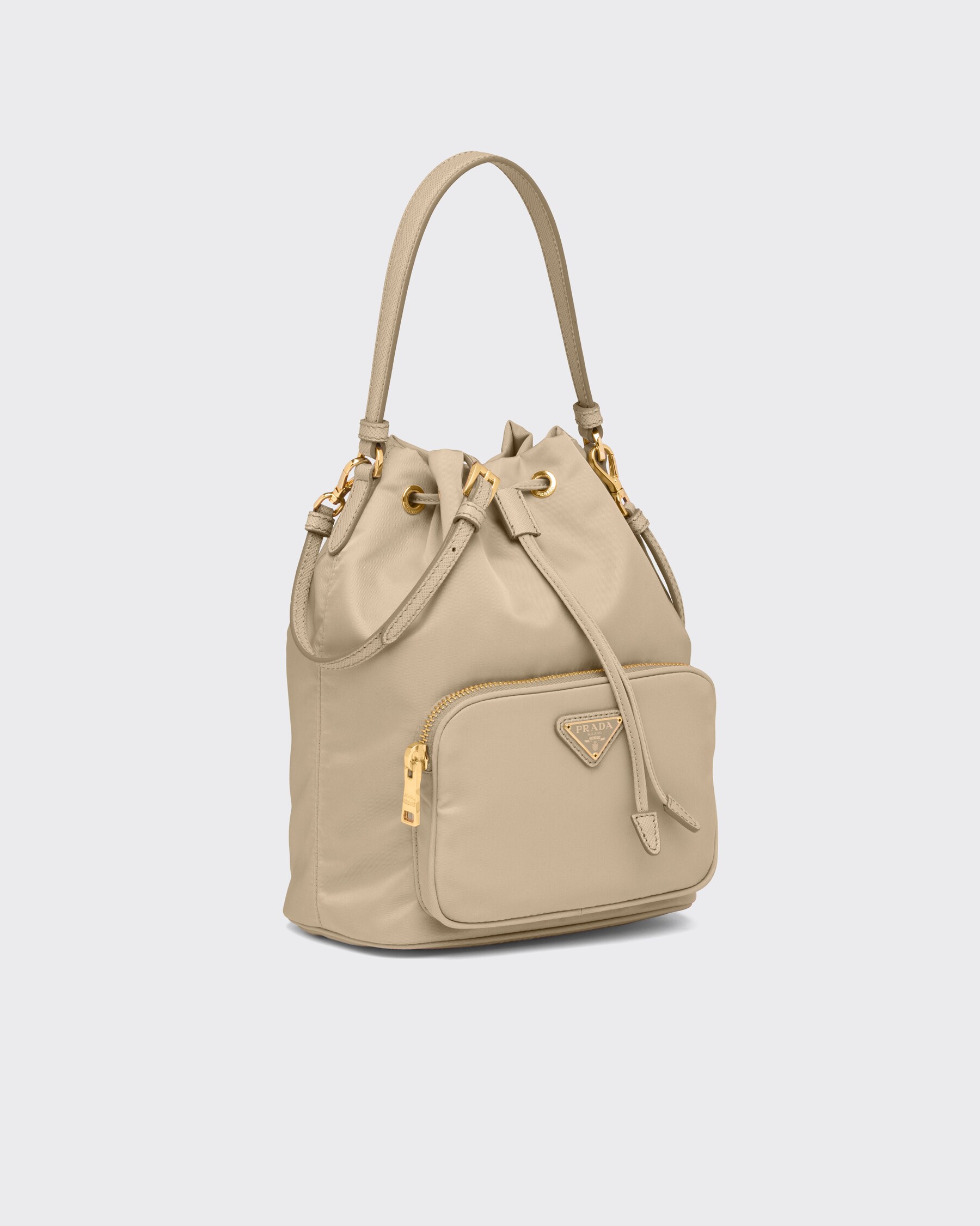 Desert Beige Prada Duet Re-nylon Bucket Bag | PRADA
